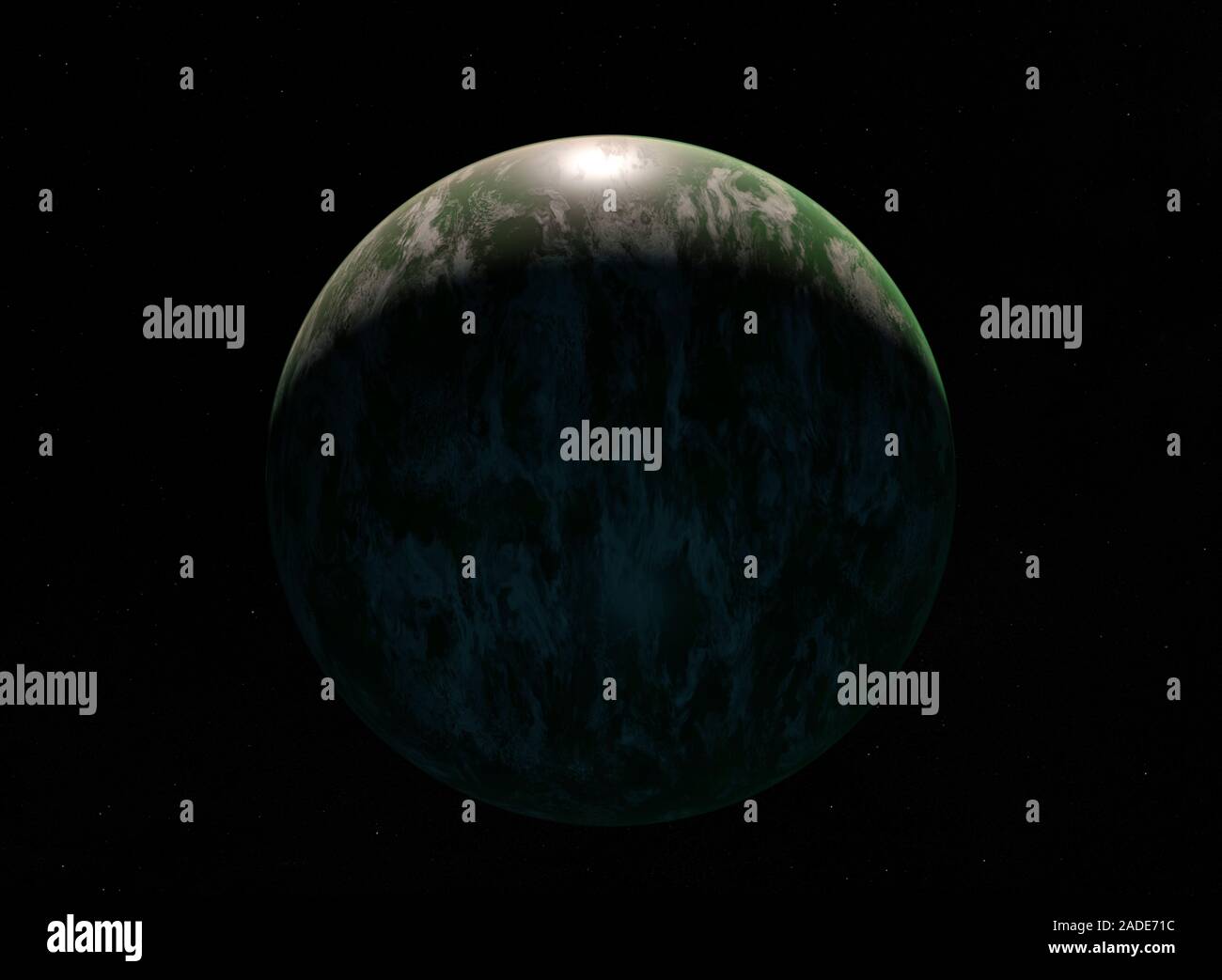 Speculative illustration of an Earth-like extrasolar planet covered ...