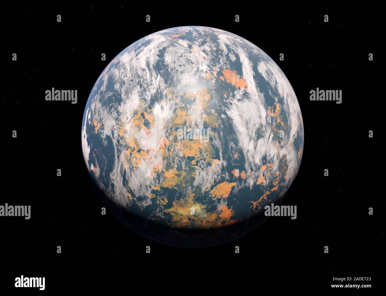 Speculative illustration of an Earth-like extrasolar planet Stock Photo ...