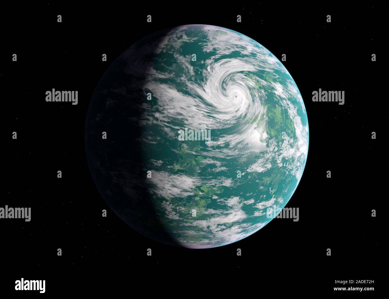 Speculative illustration of an Earth-like extrasolar planet Stock Photo ...