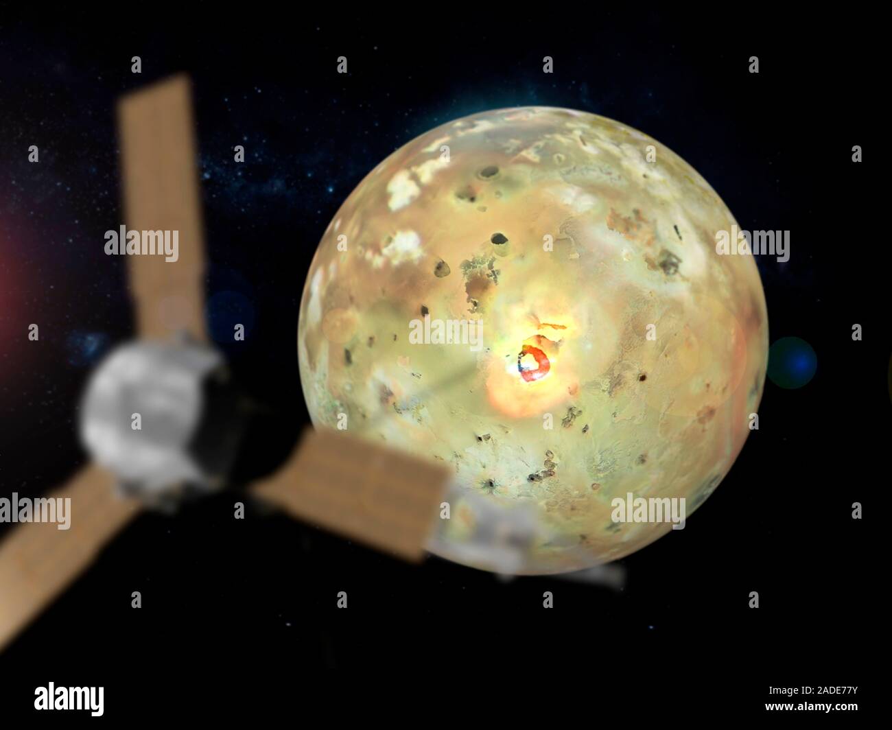 Illustration of Io (a moon of Jupiter) and its largest volcanic ...