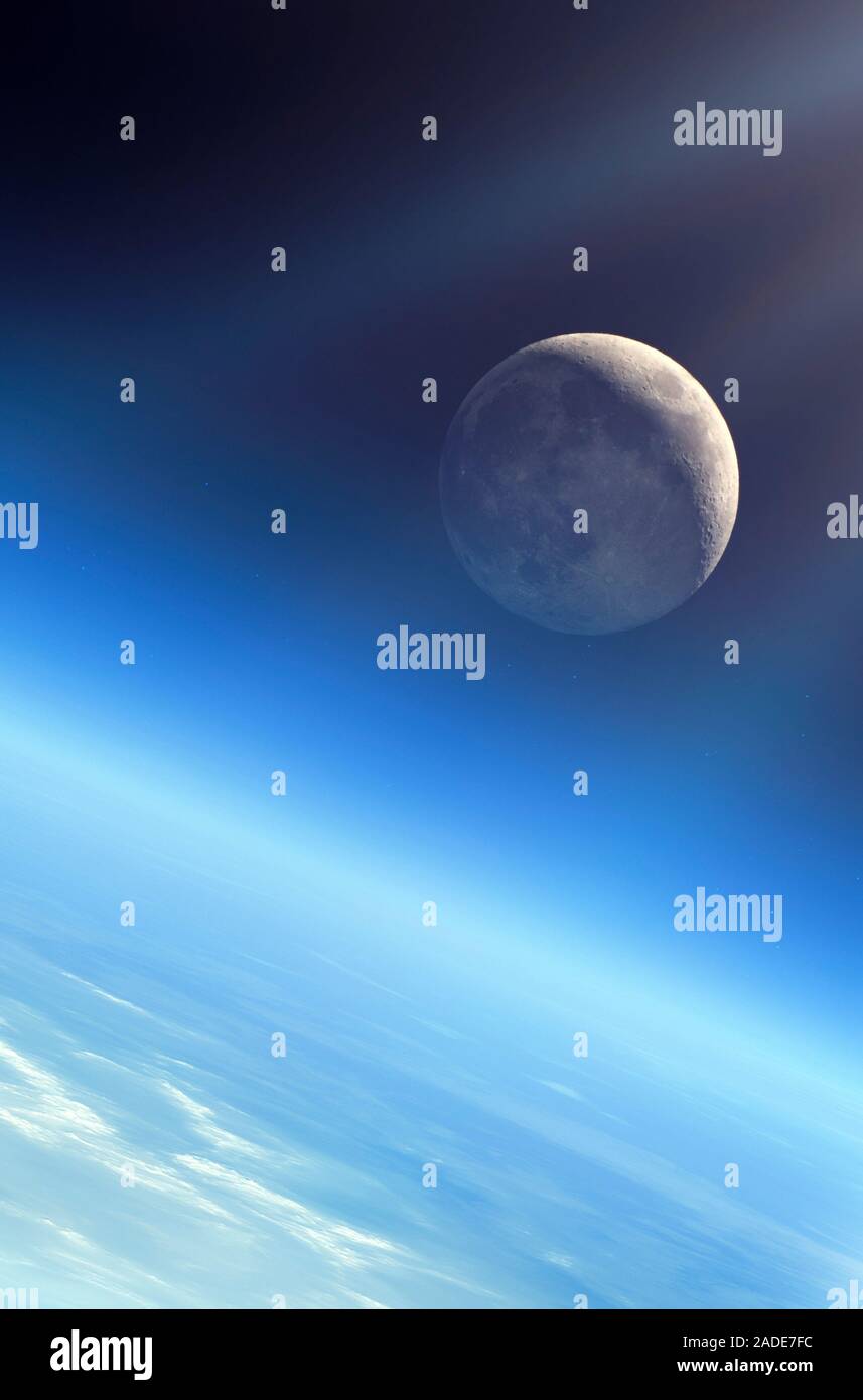 Crescent Moon from space, illustration Stock Photo - Alamy