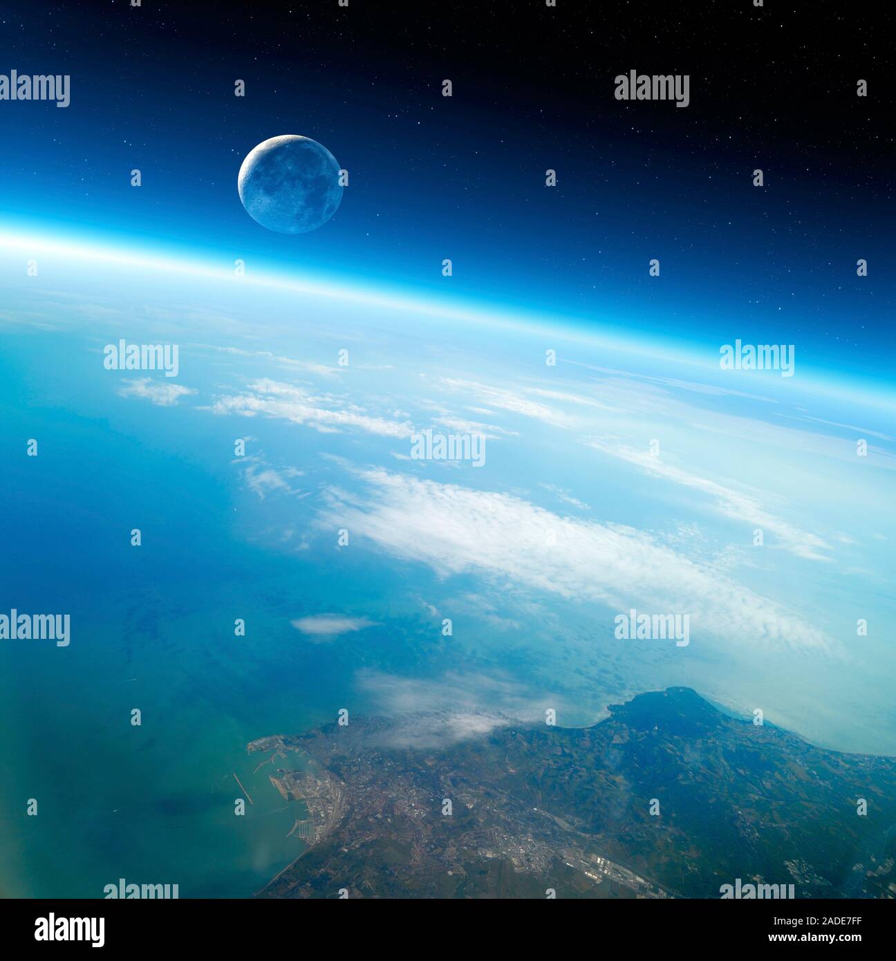 Crescent Moon from space, illustration Stock Photo - Alamy