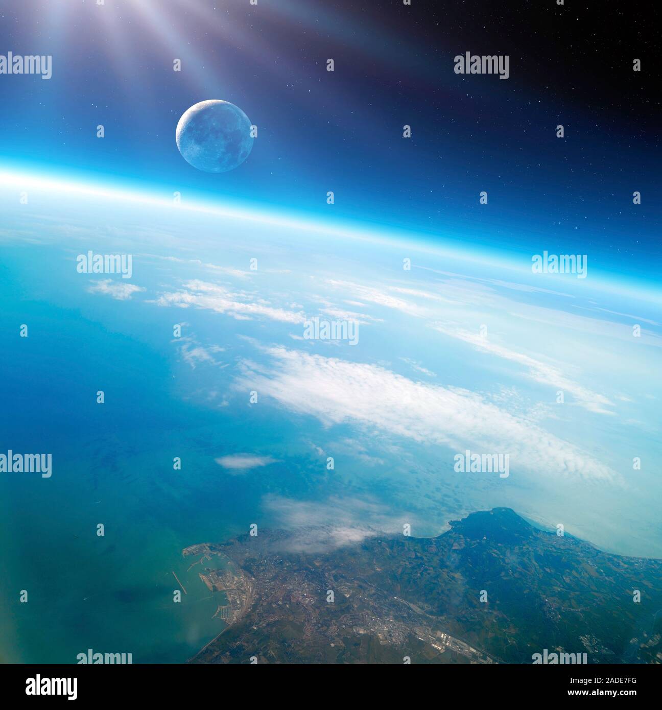 Crescent Moon from space, illustration Stock Photo - Alamy