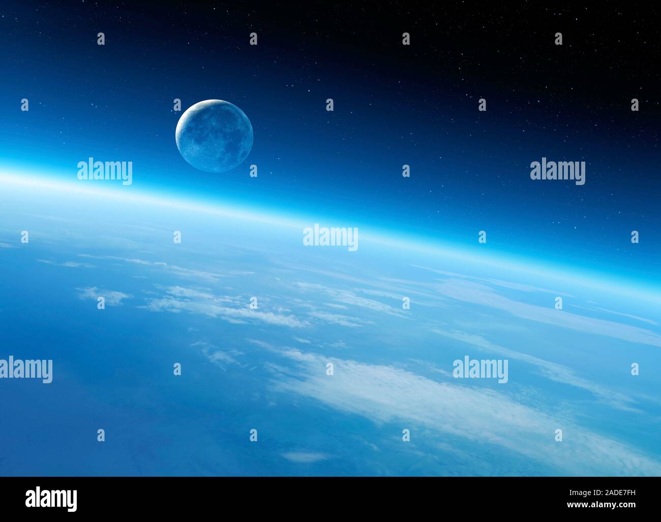 Crescent Moon from space, illustration Stock Photo - Alamy
