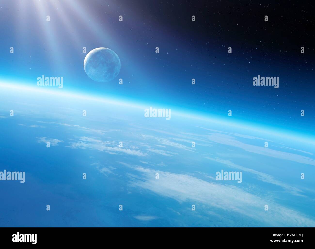 Crescent Moon from space, illustration Stock Photo - Alamy