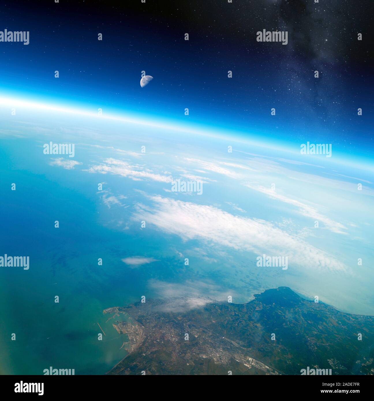 Half Moon from Space, illustration Stock Photo - Alamy