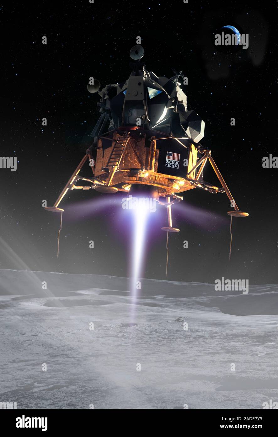Composite image of the Apollo 11 Eagle lunar module landing on the moon ...
