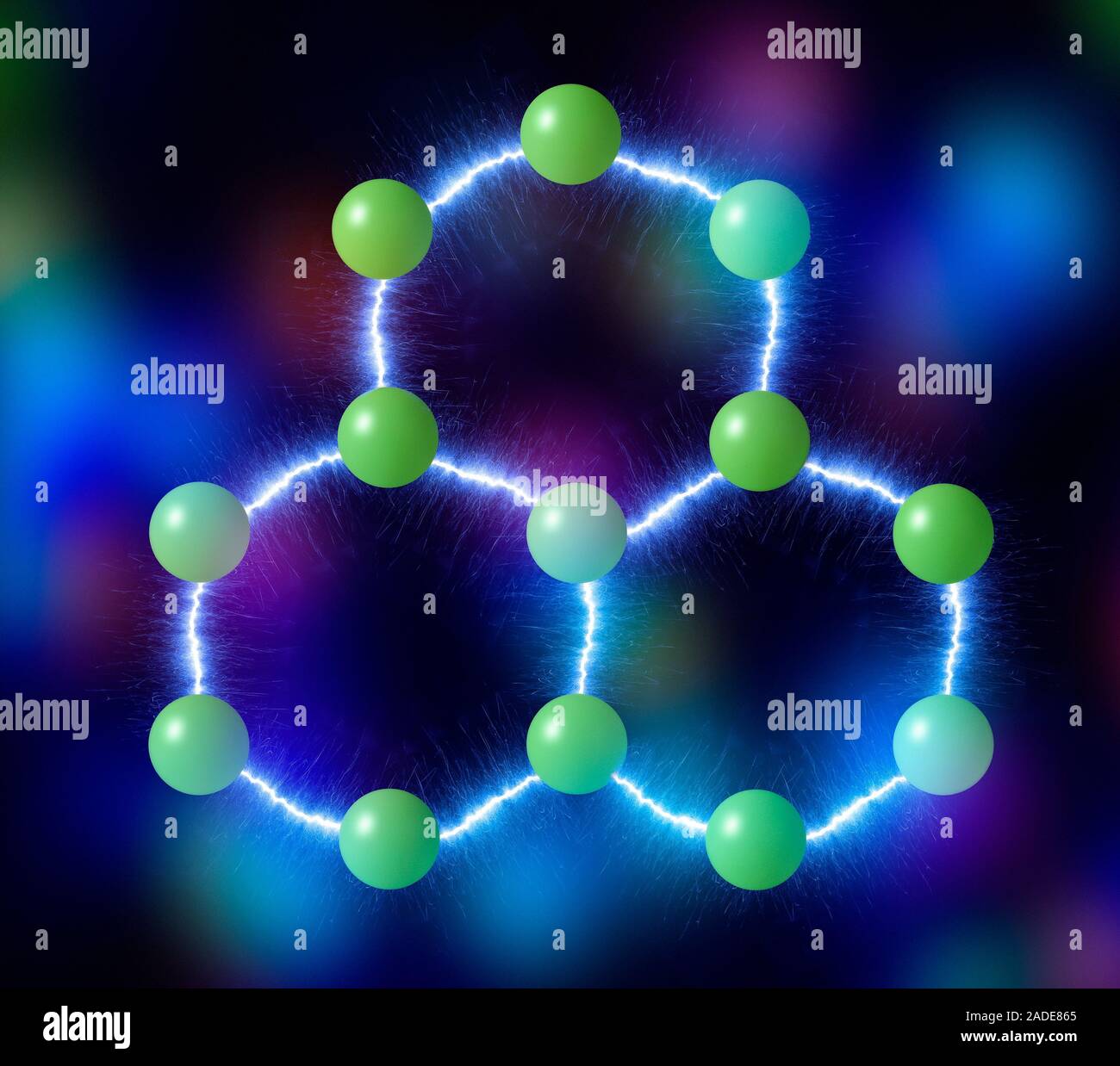 Graphene structure. Illustration of three of the molecular unit ...