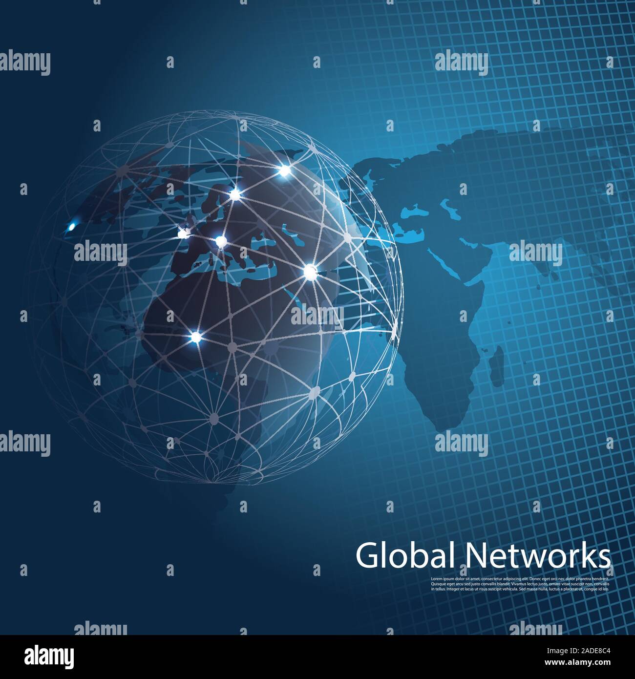 Abstract Blue 3D Global Networks Concept Creative Design Template with ...