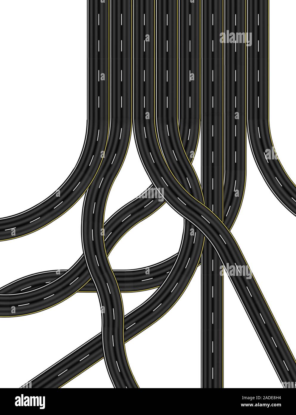 Intersections and slip roads leading to eight lane highway ...