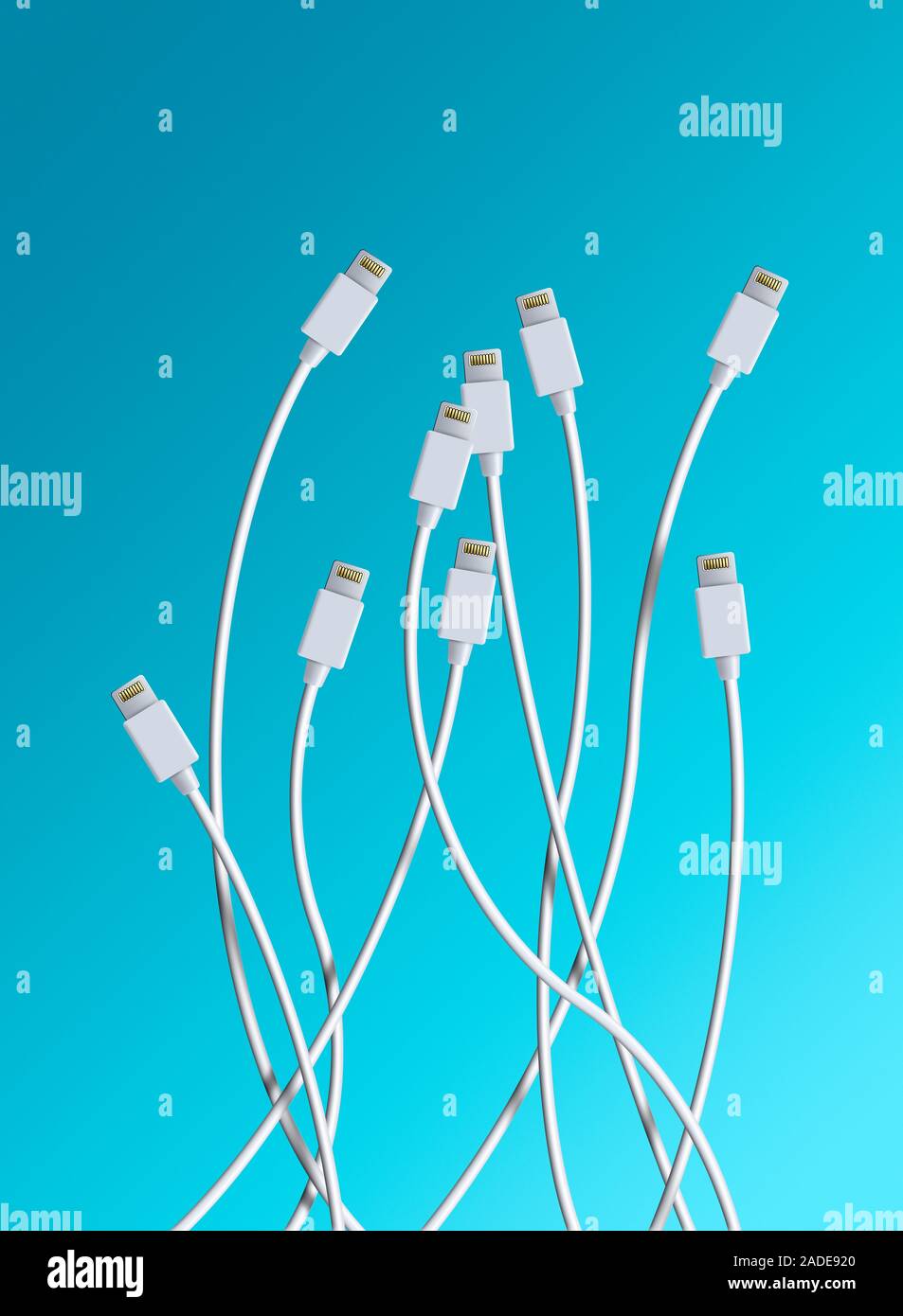 White charging cables Stock Photo - Alamy