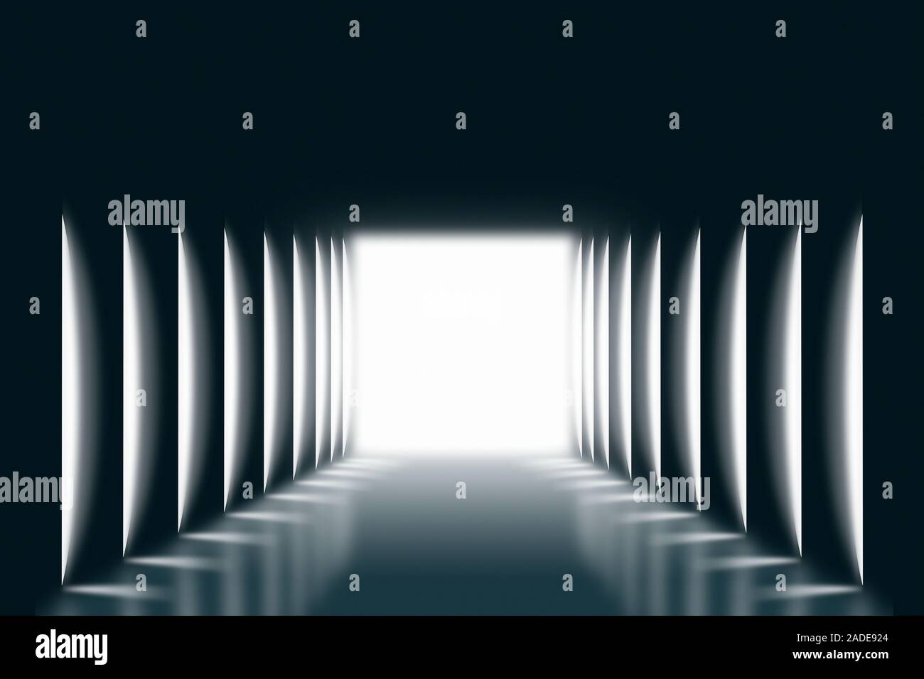Modern light tunnel with dynamic perspective, illustration Stock Photo ...