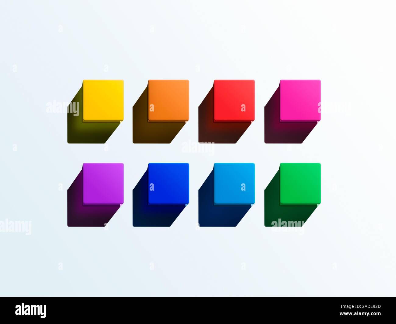 Bullet point markers, coloured square shapes, on white background Stock ...