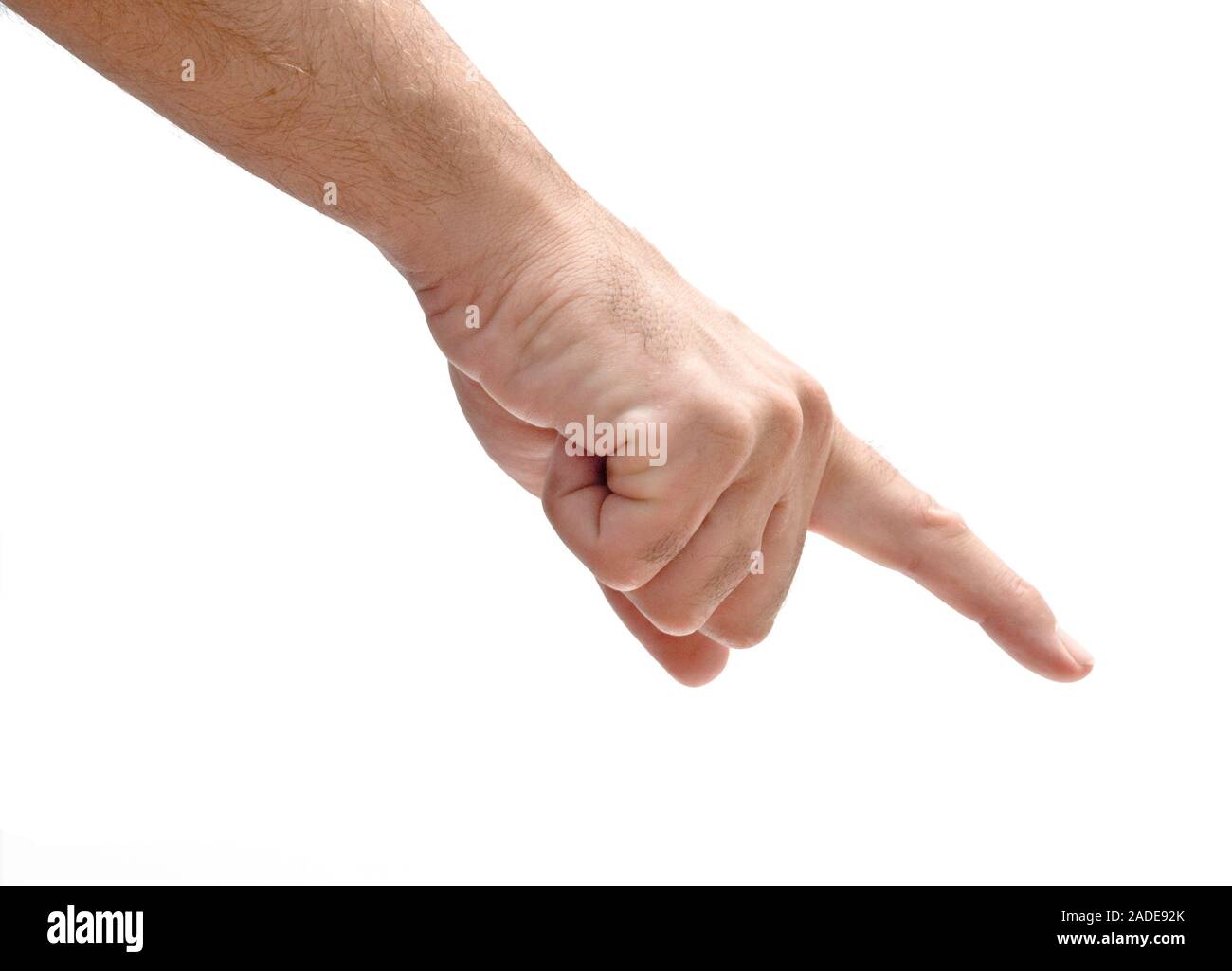 Hand pointing down isolated on wite background Stock Photo - Alamy