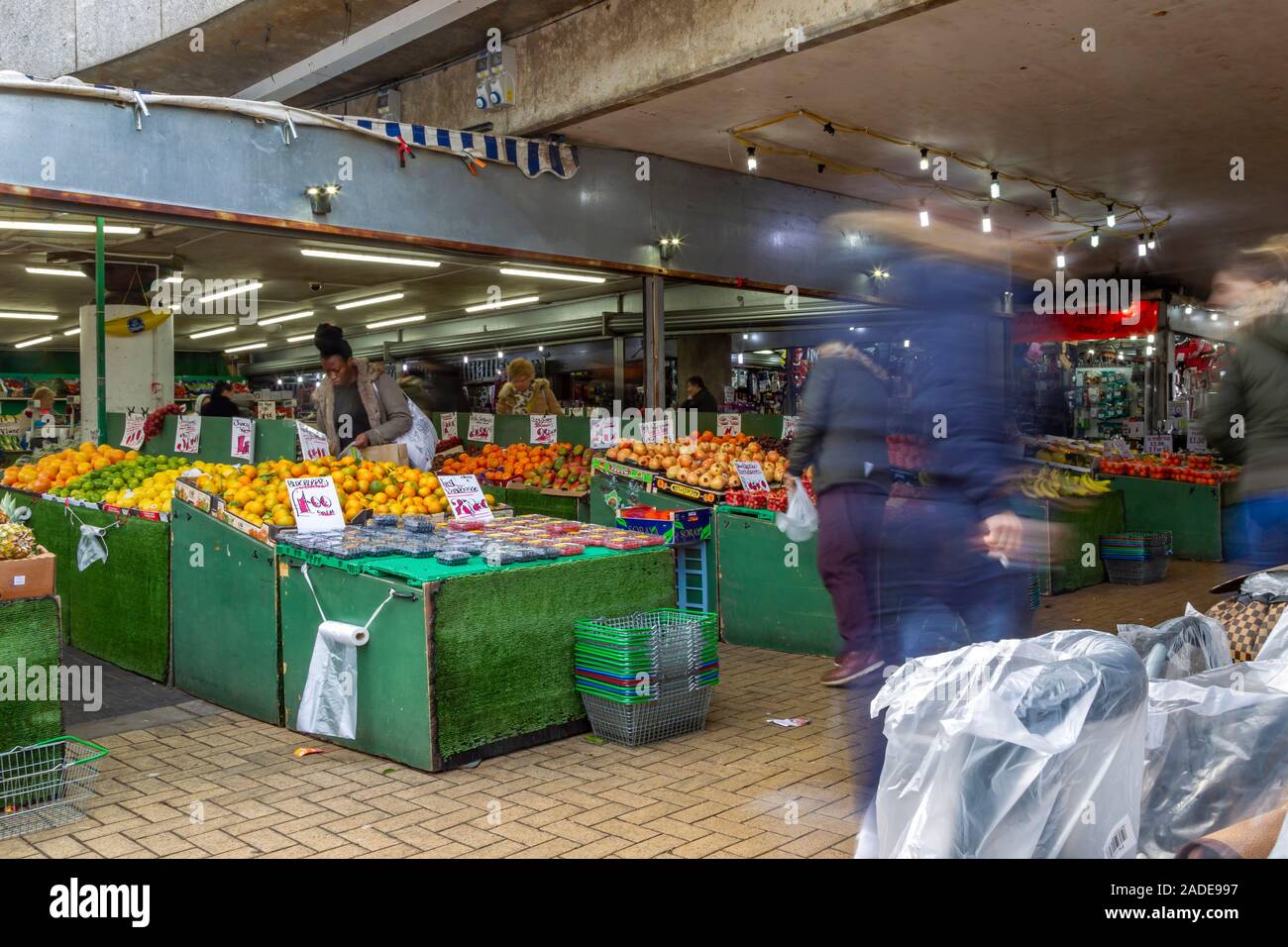 Open market. CMK, with Midsummer Boulevard (Blvd) running overhead, Centre Milton Keynes ...