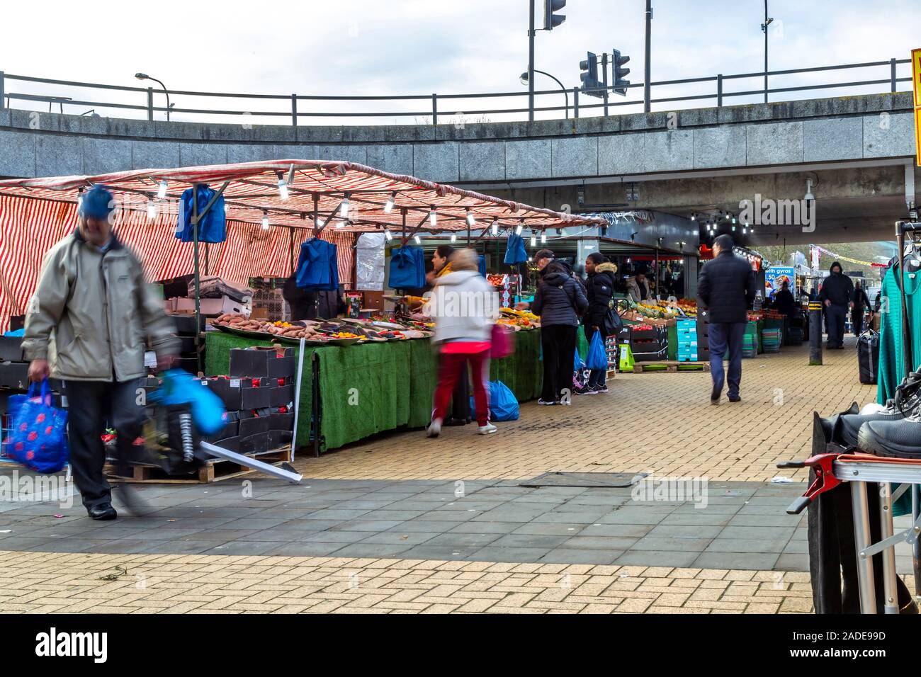 Open market. CMK, with Midsummer Boulevard (Blvd) running overhead, Centre Milton Keynes ...