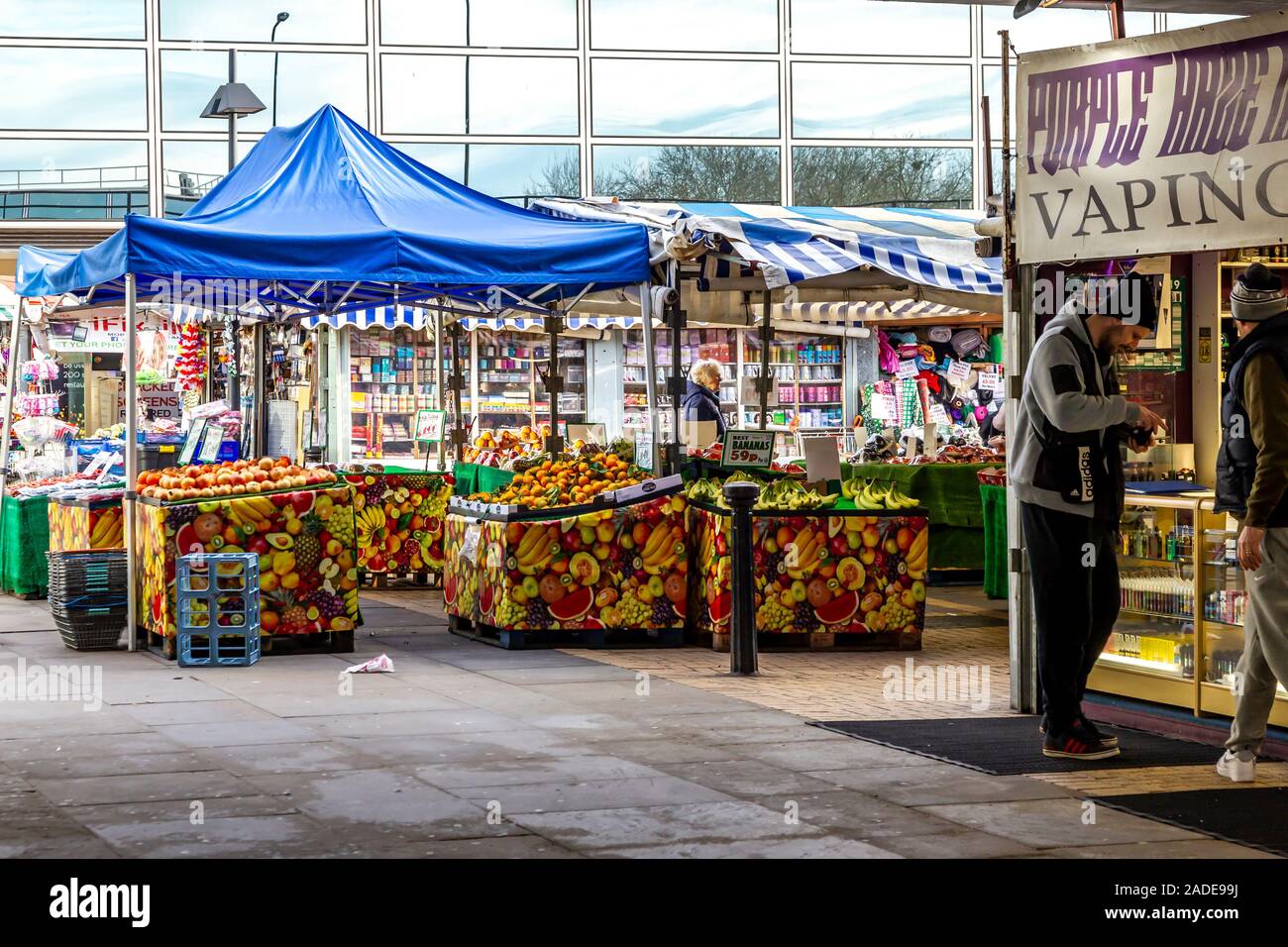 Open market. CMK, with Midsummer Boulevard (Blvd) running overhead, Centre Milton Keynes ...