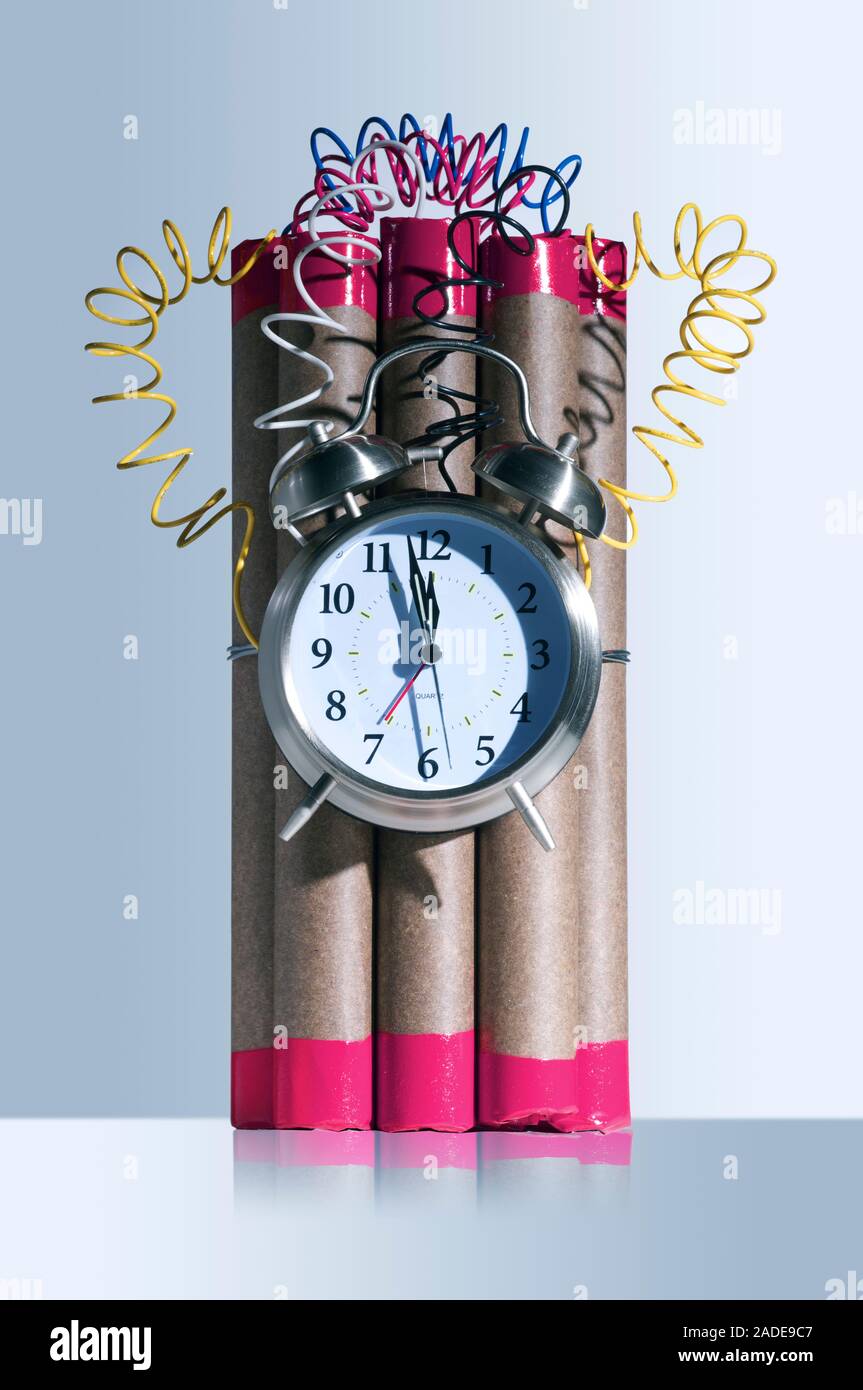 Fake bomb with dynamite and clock detonator Stock Photo - Alamy