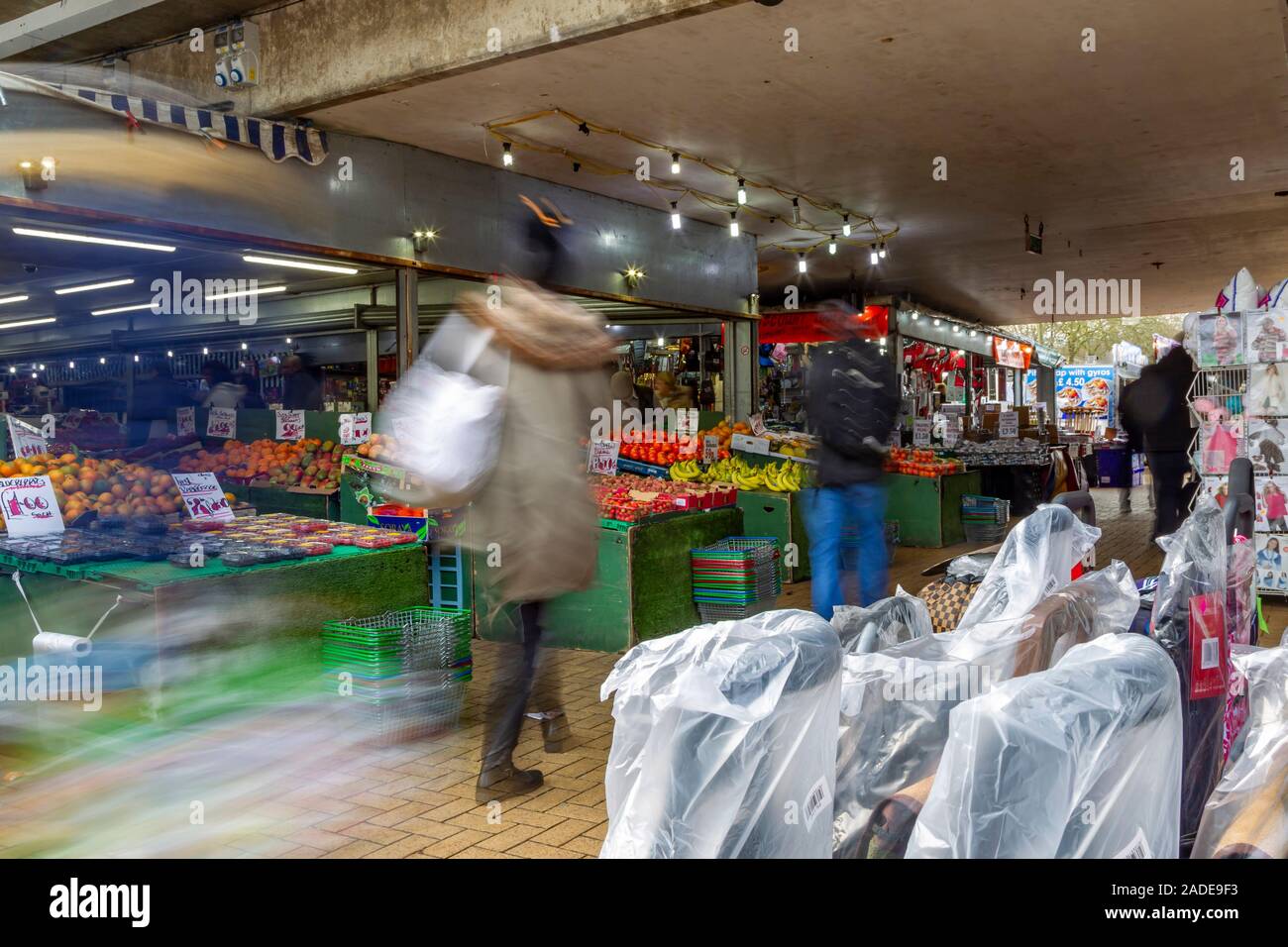 Open market. CMK, with Midsummer Boulevard (Blvd) running overhead, Centre Milton Keynes ...