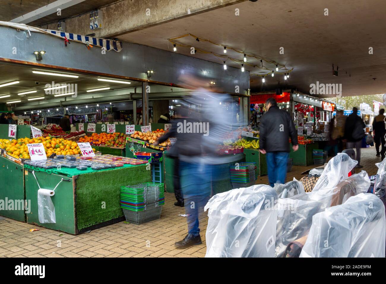 Open market. CMK, with Midsummer Boulevard (Blvd) running overhead, Centre Milton Keynes ...