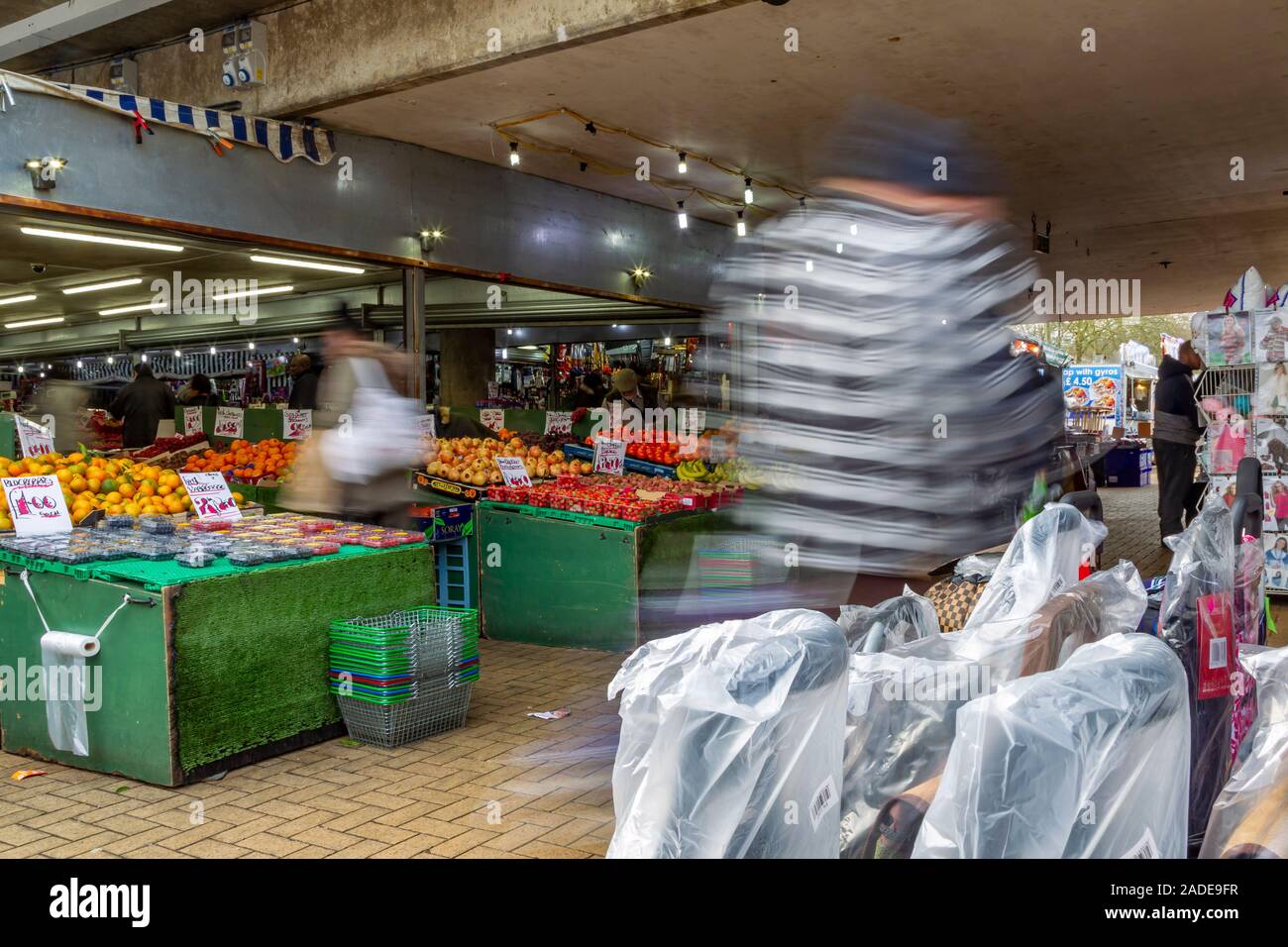 Open market. CMK, with Midsummer Boulevard (Blvd) running overhead, Centre Milton Keynes ...