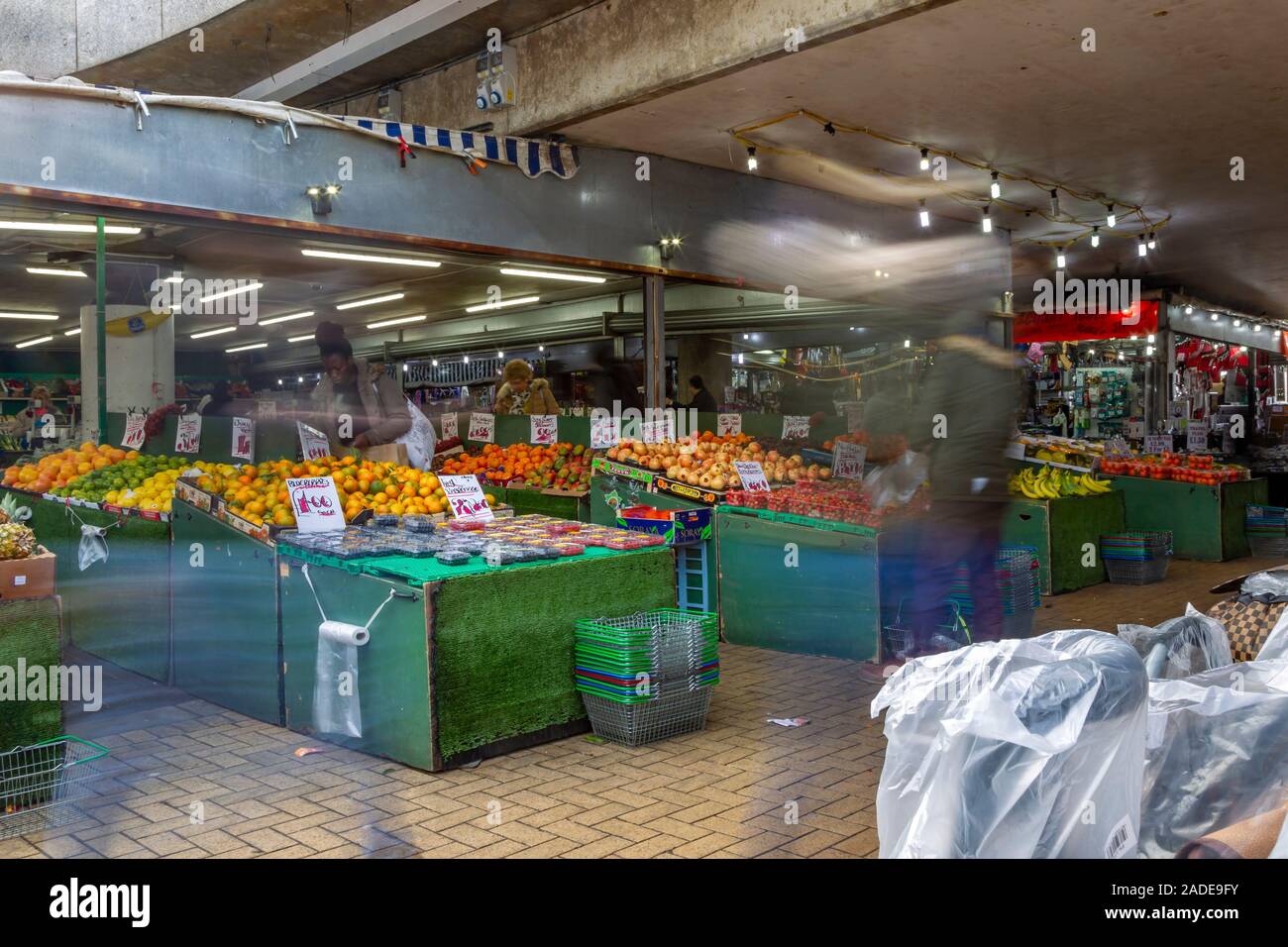 Open market. CMK, with Midsummer Boulevard (Blvd) running overhead, Centre Milton Keynes ...