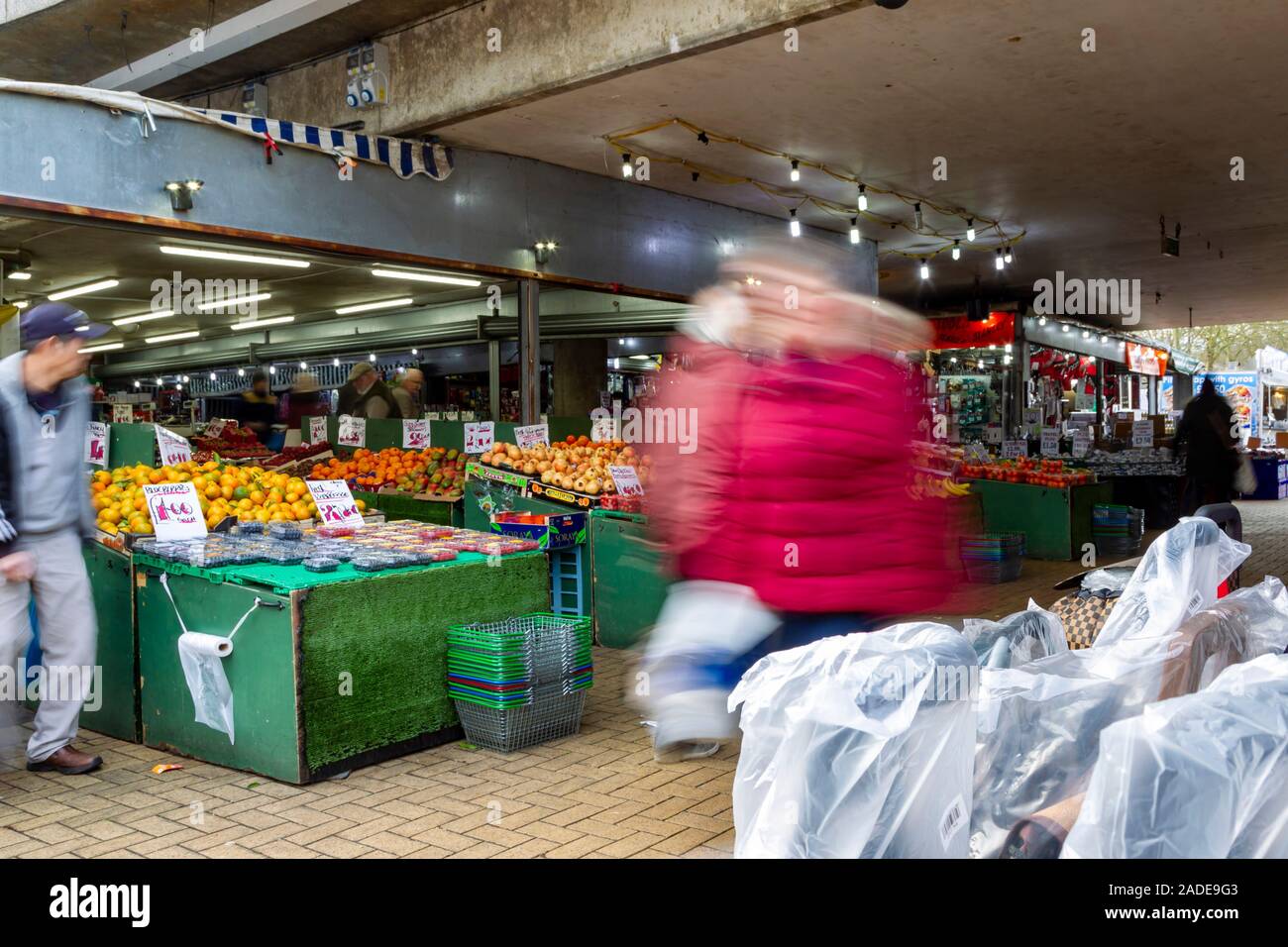 Open market. CMK, with Midsummer Boulevard (Blvd) running overhead, Centre Milton Keynes ...