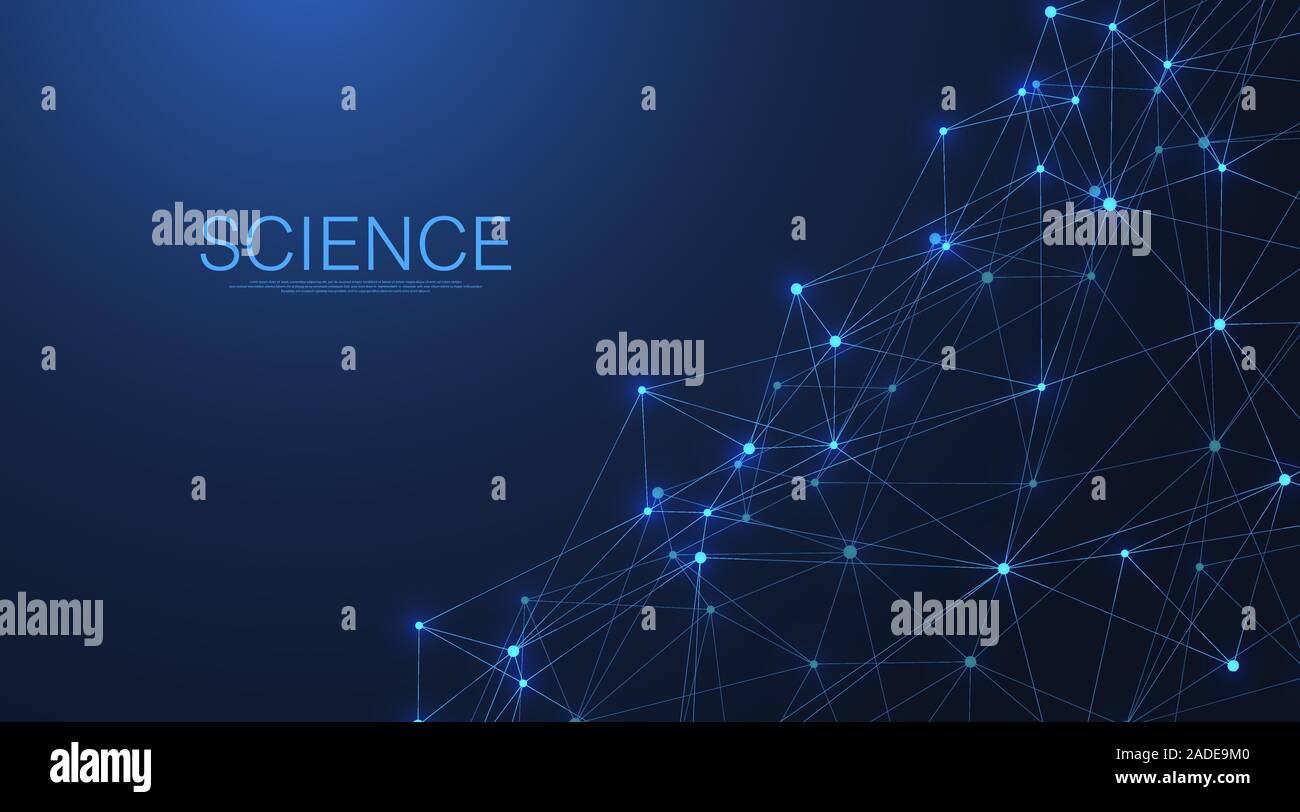 Abstract plexus background with connected lines and dots. Wave flow ...