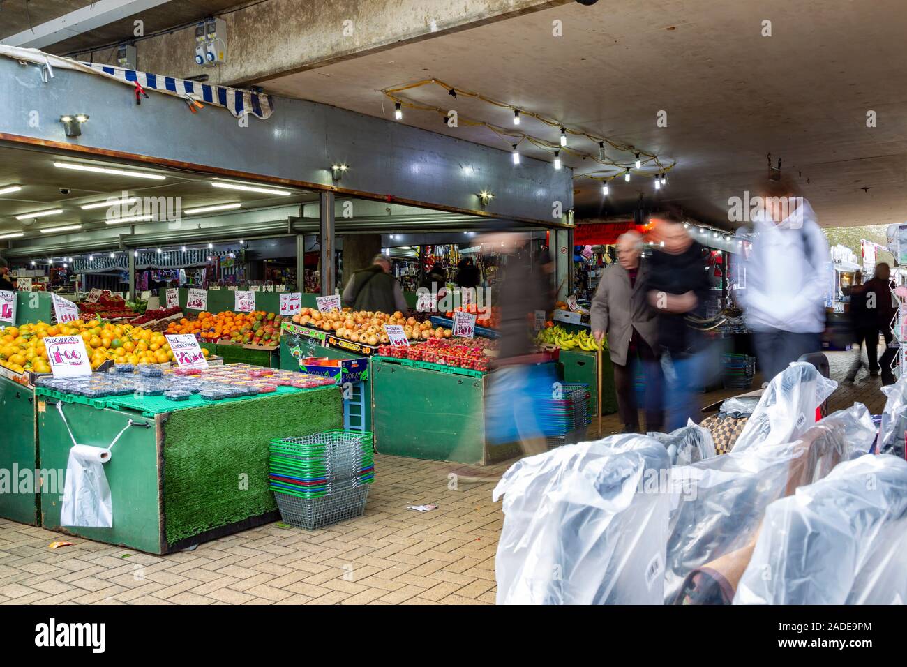 Open market. CMK, with Midsummer Boulevard (Blvd) running overhead, Centre Milton Keynes ...