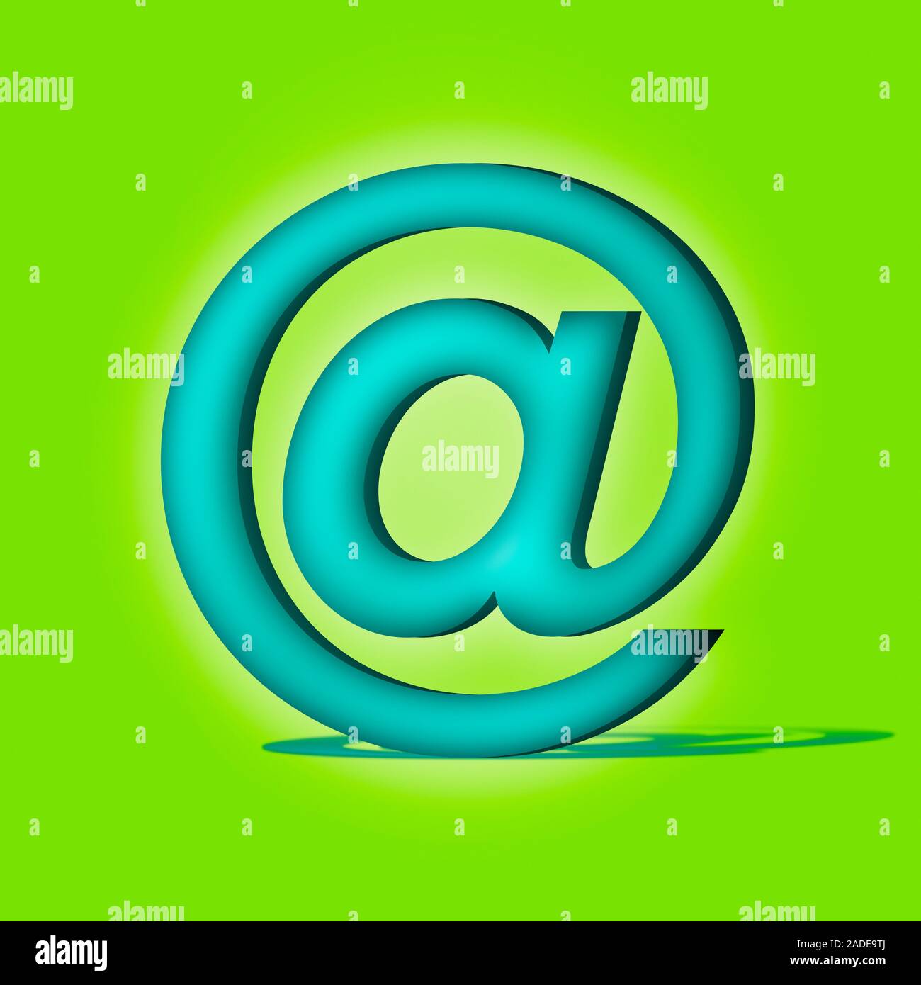 Blue at symbol against green background Stock Photo - Alamy