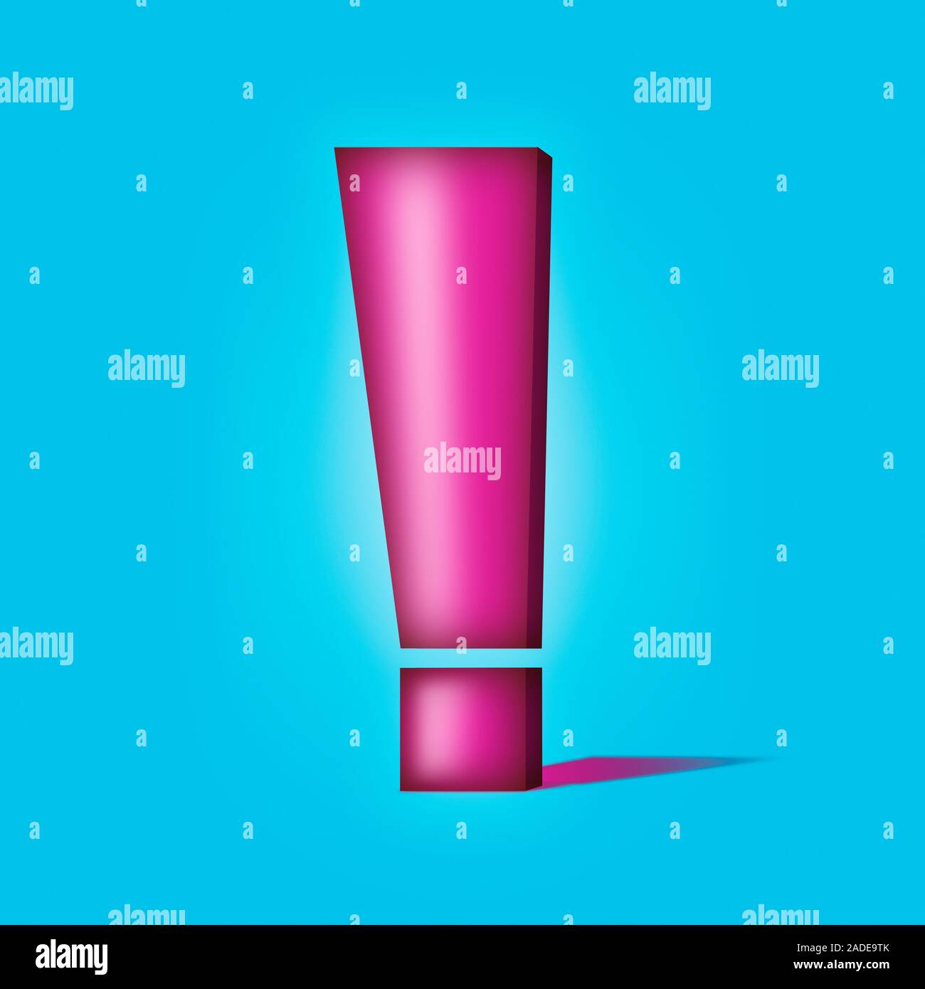 Pink exclamation mark against blue background Stock Photo - Alamy