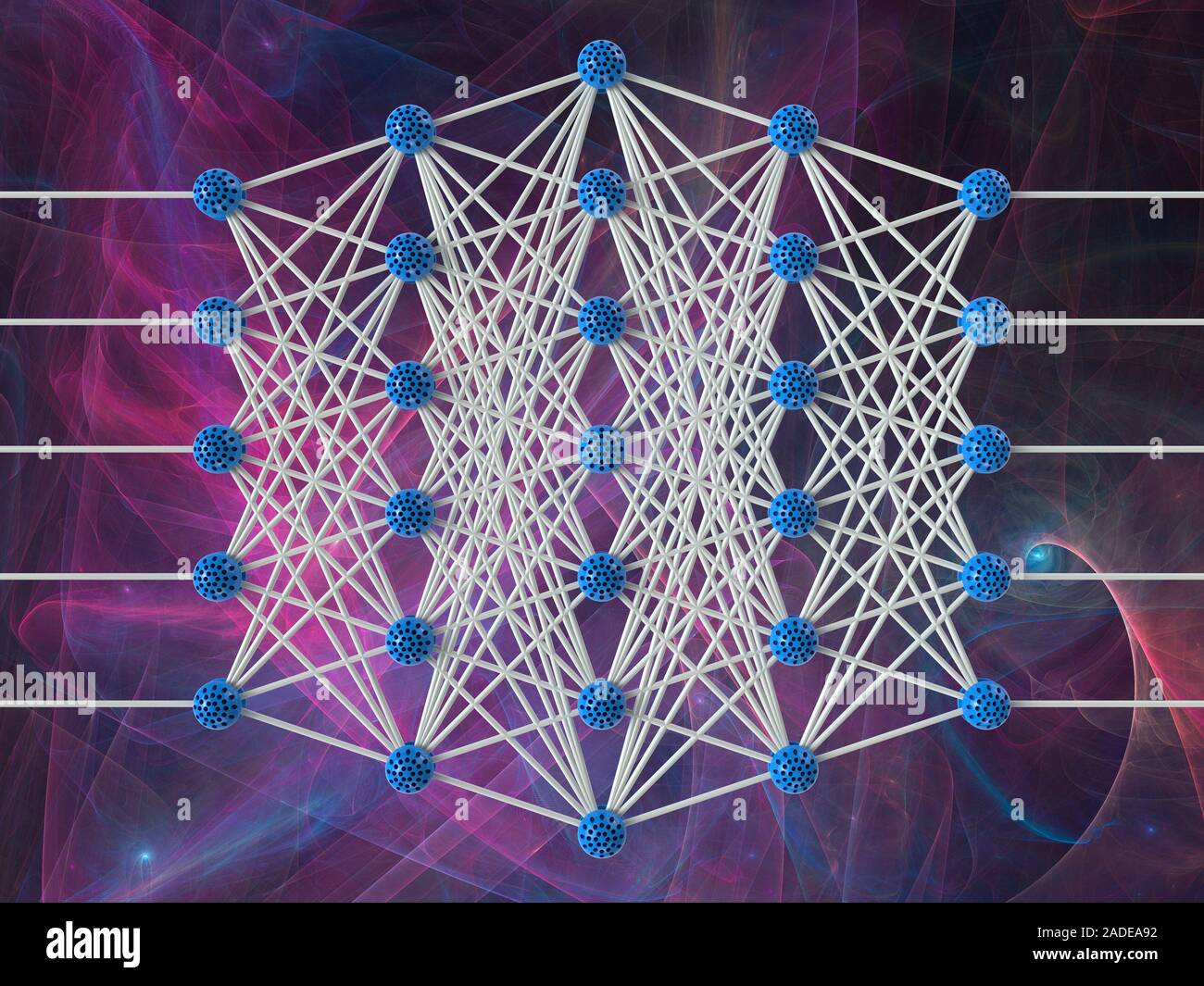 Artificial neural network, computer illustration. An artificial neural ...