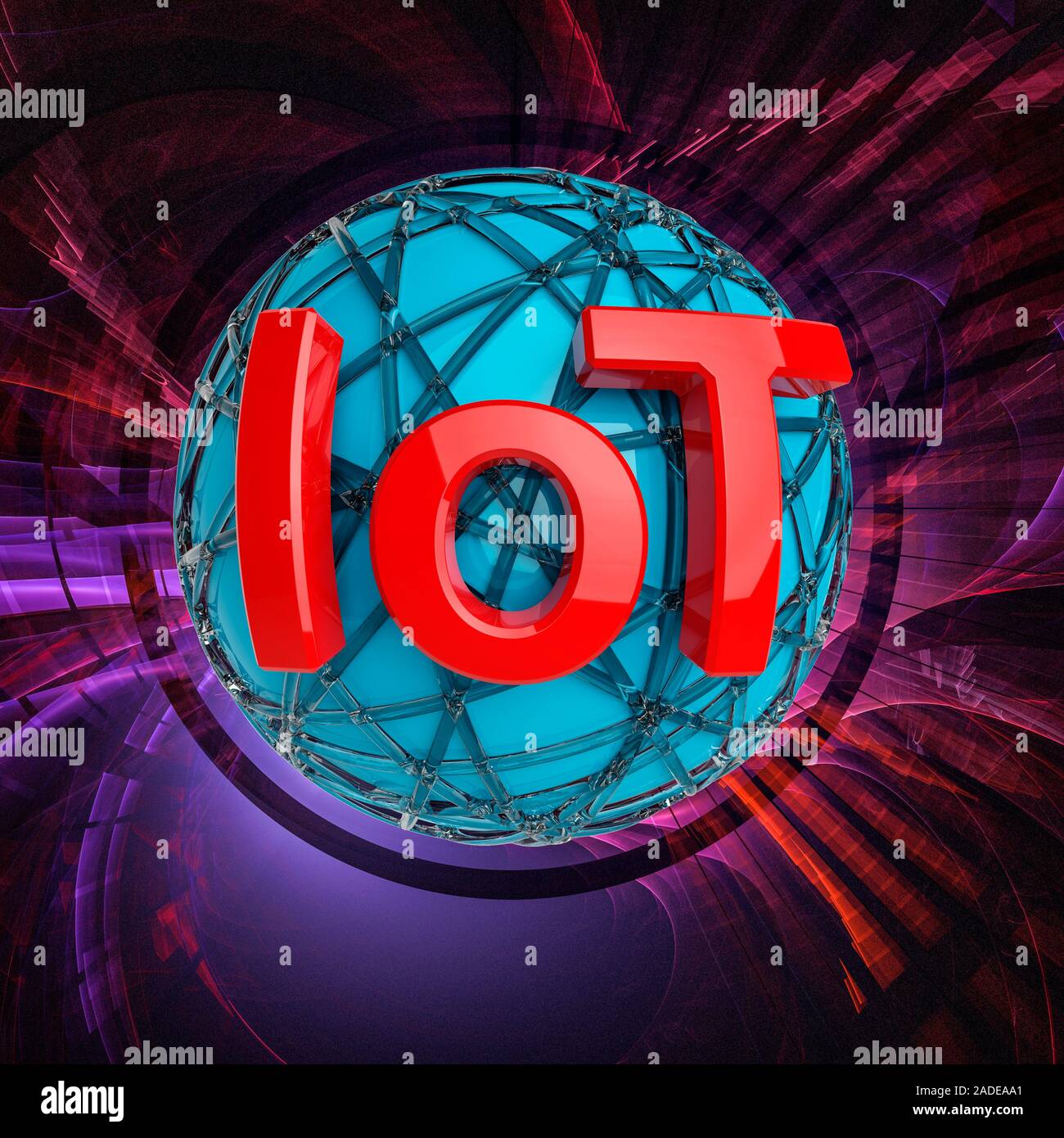 Internet of things (IoT) logo, computer illustration. The internet of ...