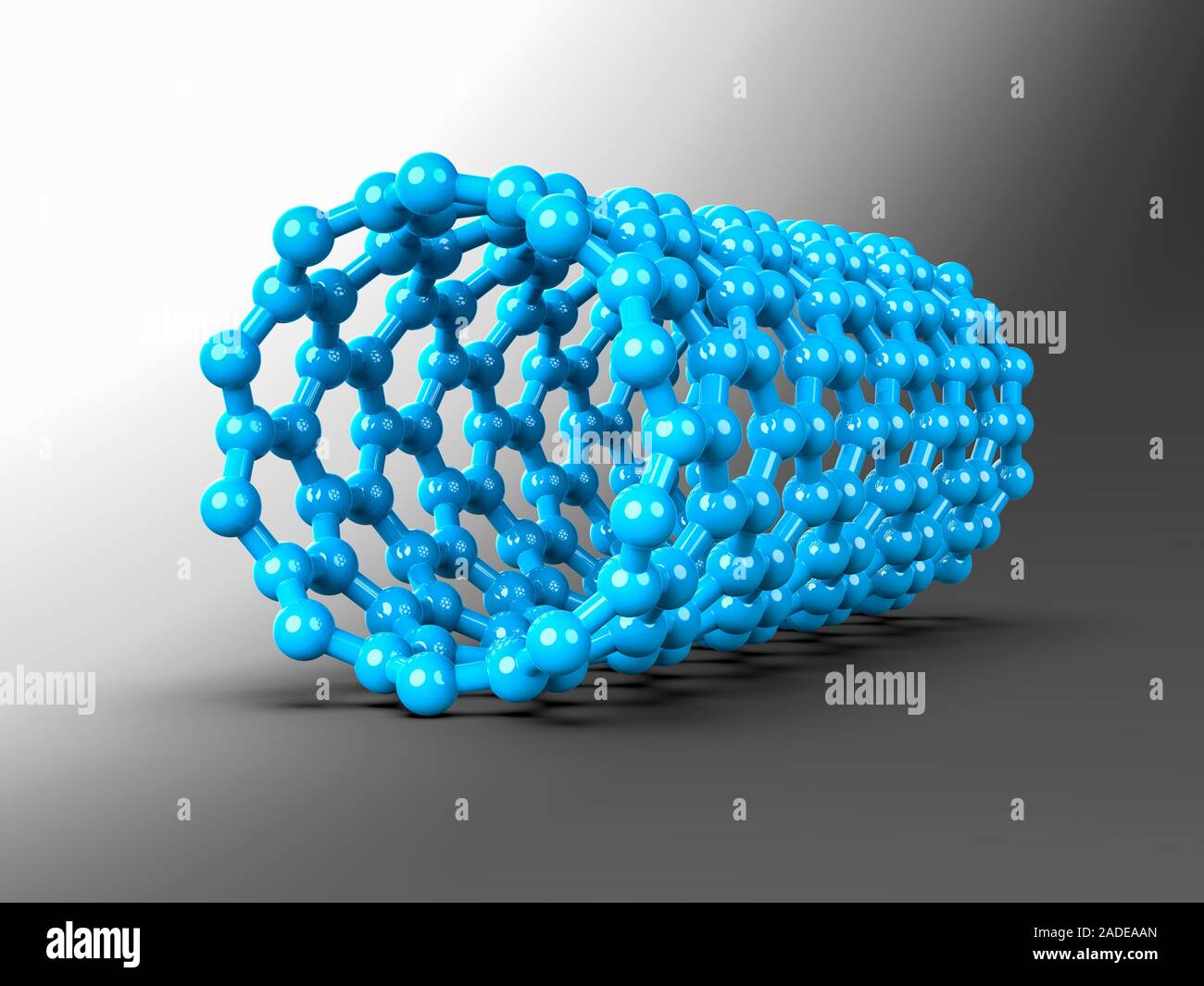 Carbon nanotube. Computer illustration showing the hexagonal structure ...