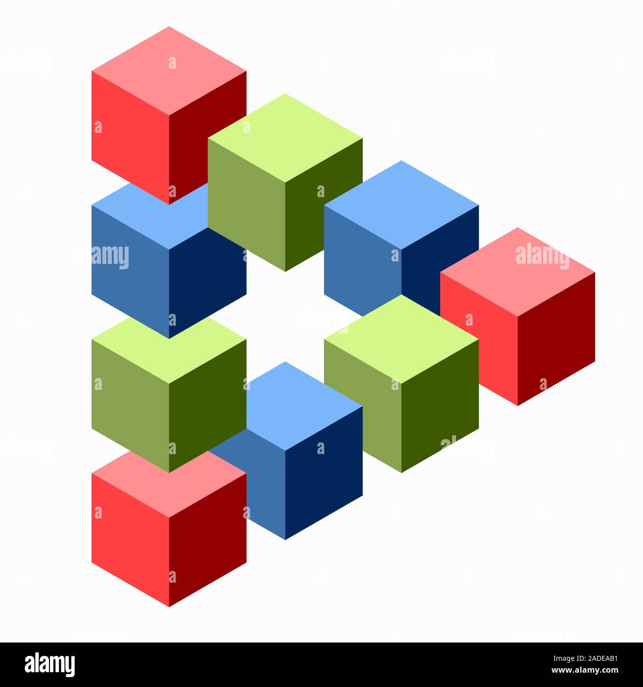 Penrose triangle optical illusion, computer illustration. Variation of ...