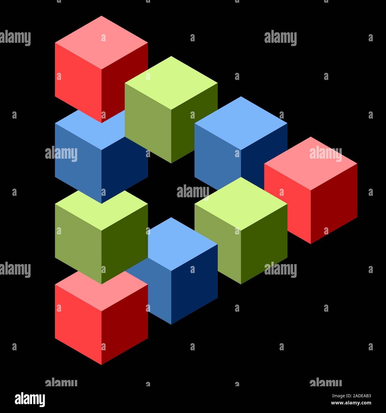 Penrose triangle optical illusion, computer illustration. Variation of ...