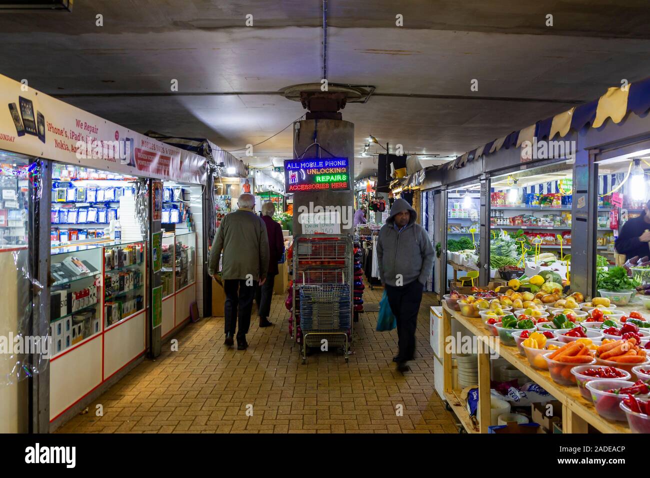 Open market. CMK, with Midsummer Boulevard (Blvd) running overhead, Centre Milton Keynes ...