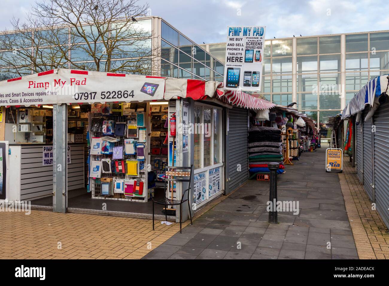 Open market. CMK, with Midsummer Boulevard (Blvd) running overhead, Centre Milton Keynes ...