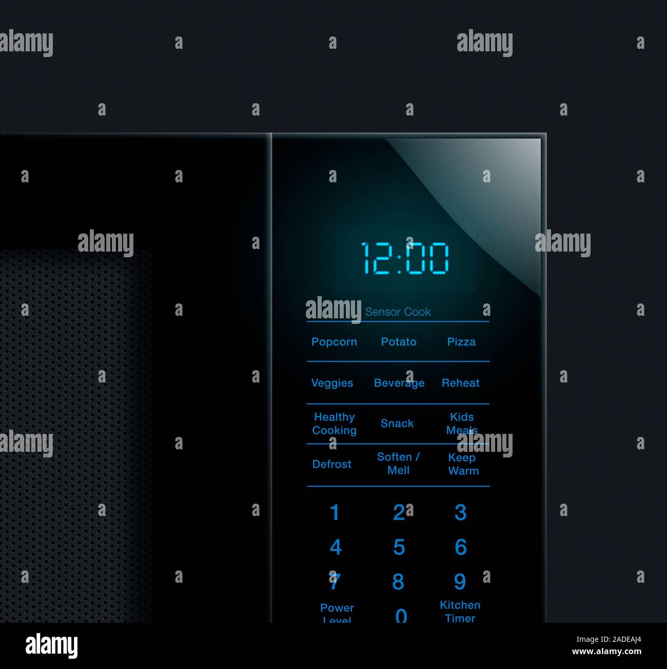 Microwave oven control panel and clock Stock Photo - Alamy