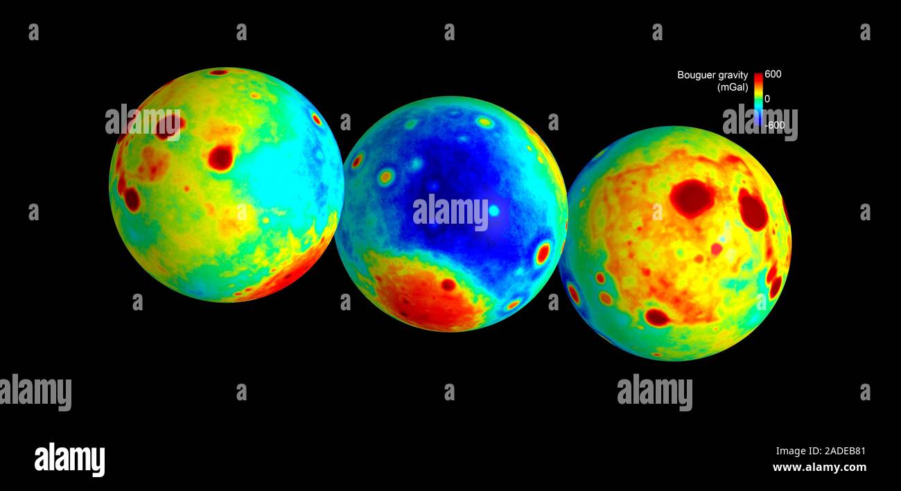 Gravity maps of the Moon. Gravity anomaly maps of the Moon as obtained ...