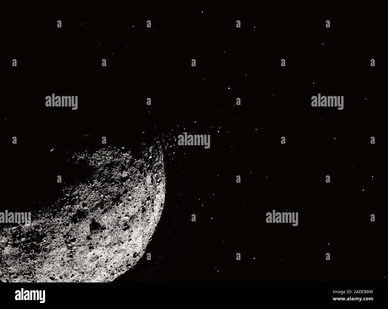 Particle plumes from Bennu asteroid, OSIRIS-REx image. The Origins ...