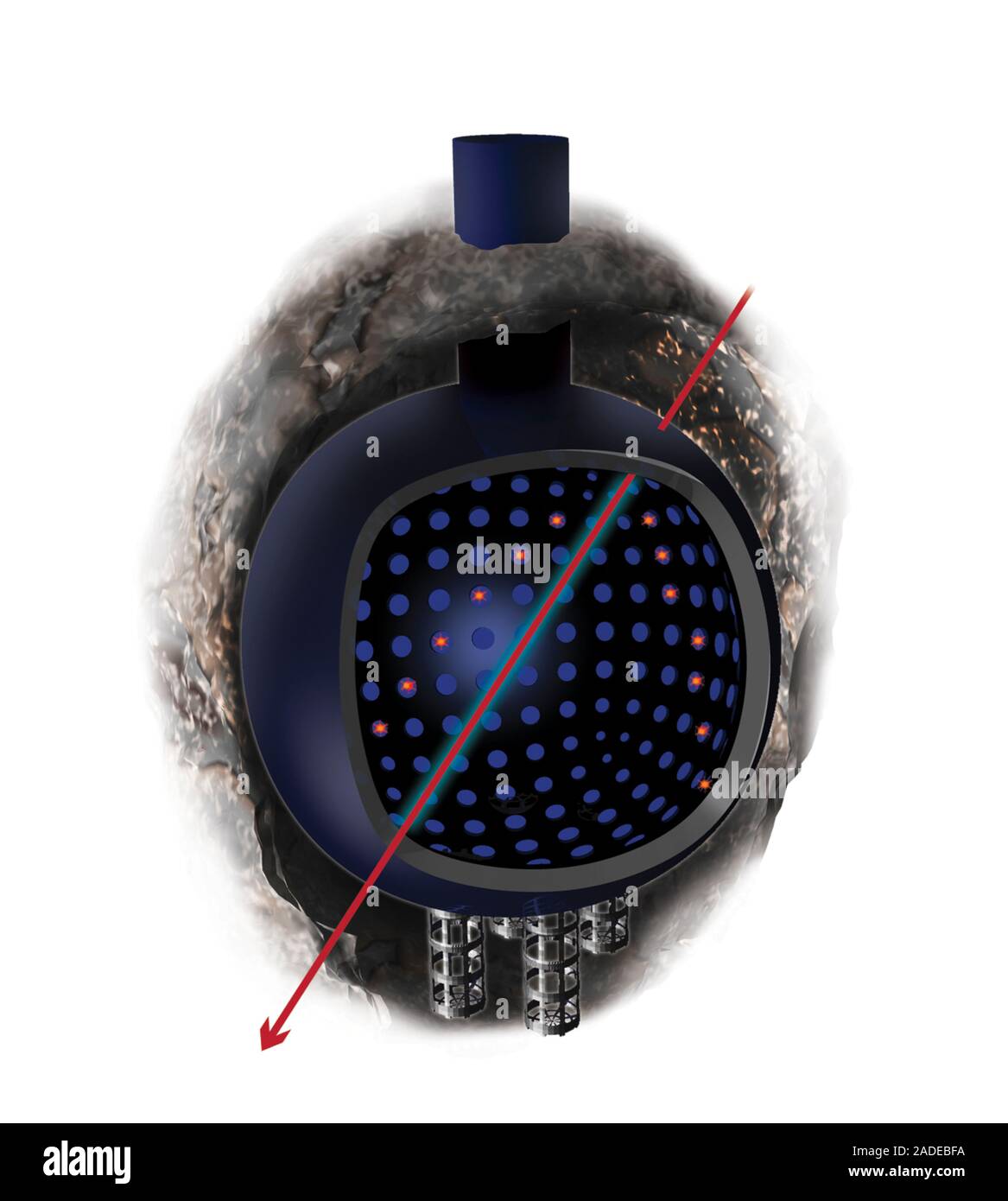Neutrino detector, illustration. Neutrinos are elementary particles ...