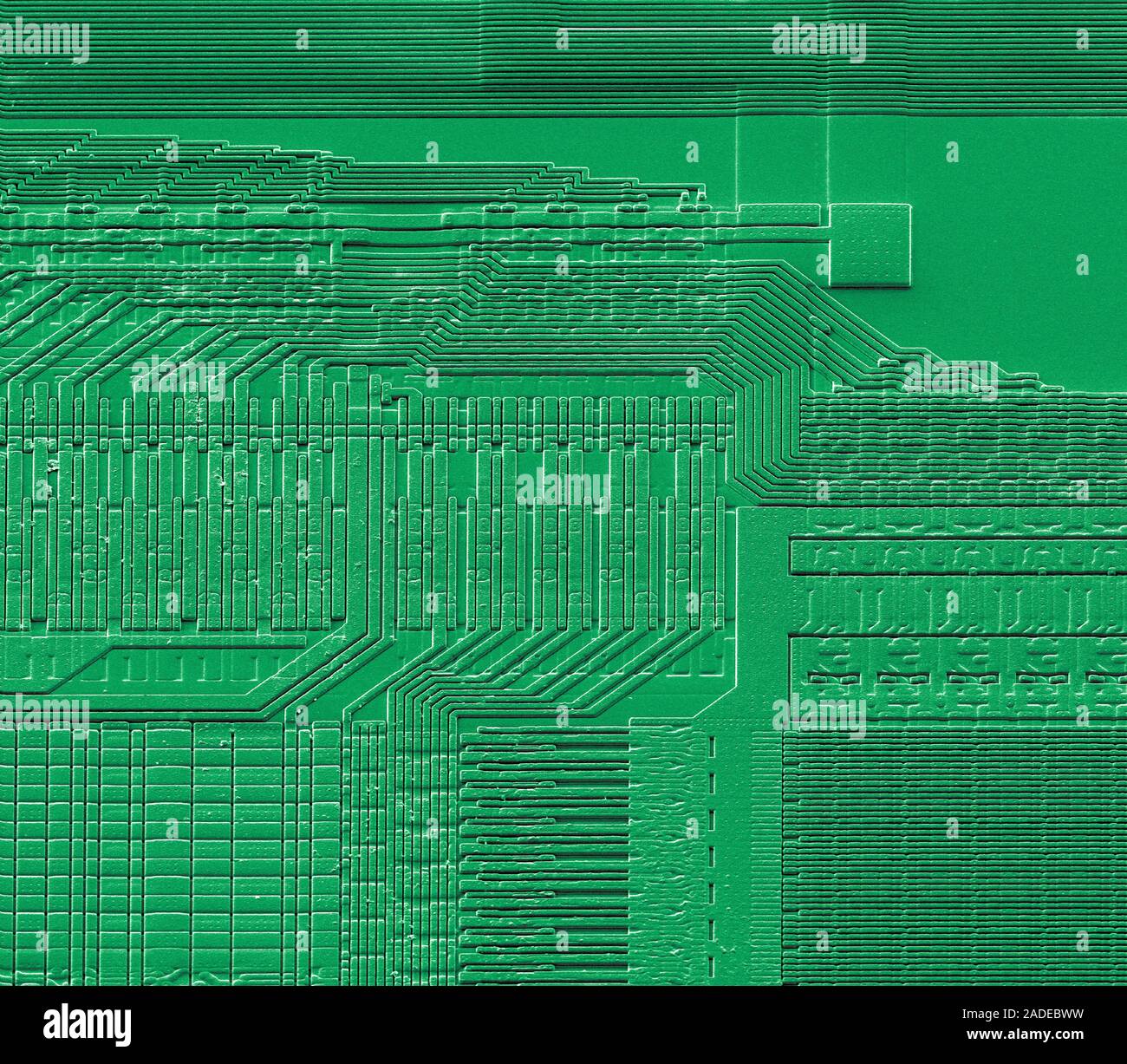 Microchip surface. Light micrograph of the structures etched and ...