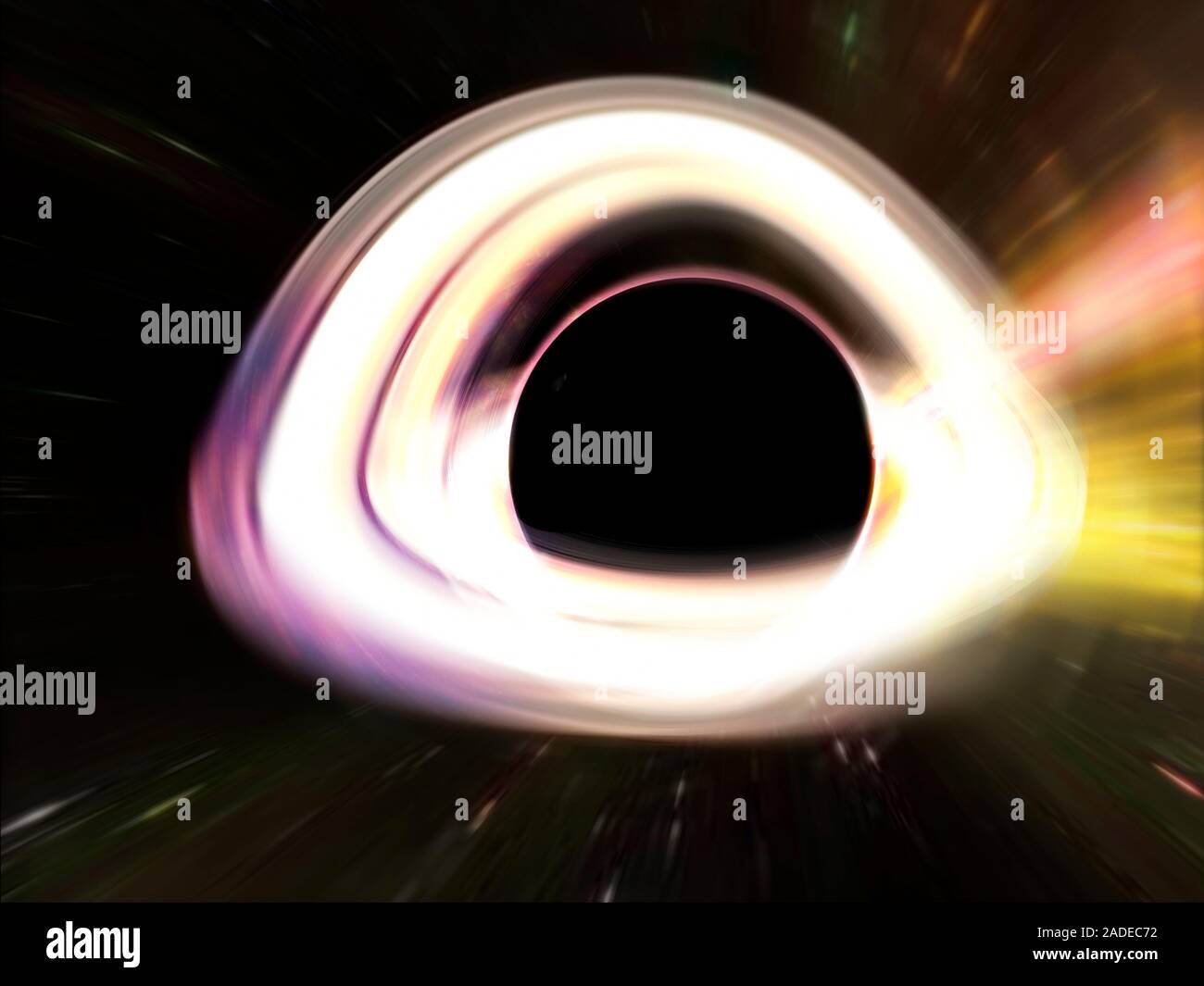 Illustration of a rotating supermassive black hole with accretion disc ...