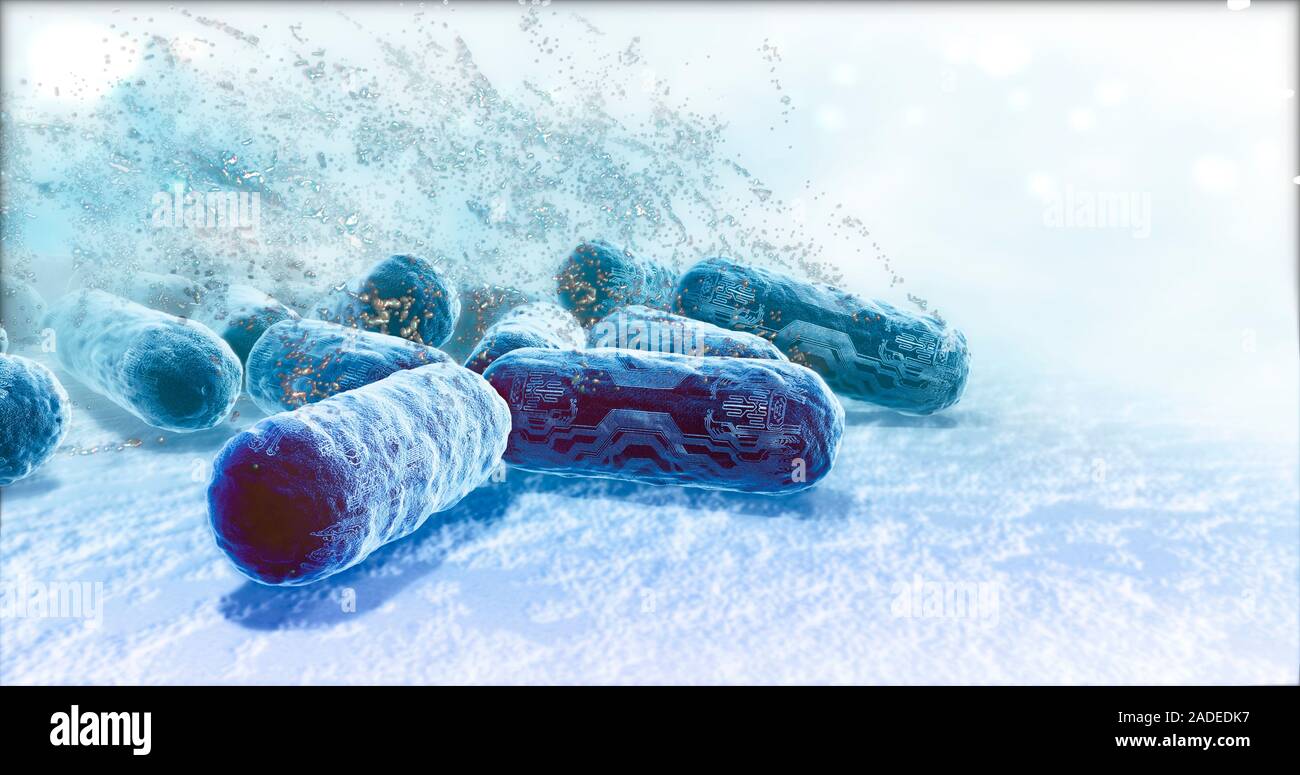 Computer generated conceptual illustration of synthetic bacteria ...