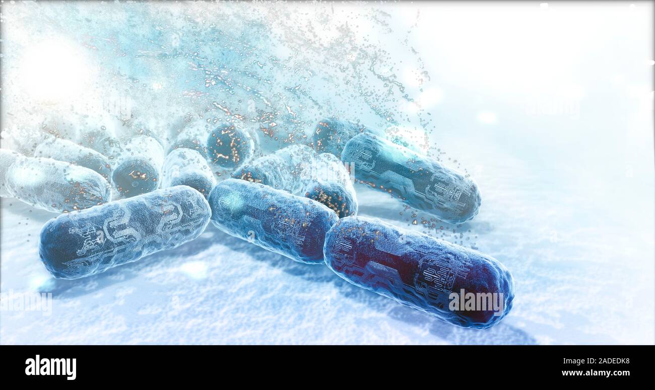 Computer generated conceptual illustration of synthetic bacteria ...