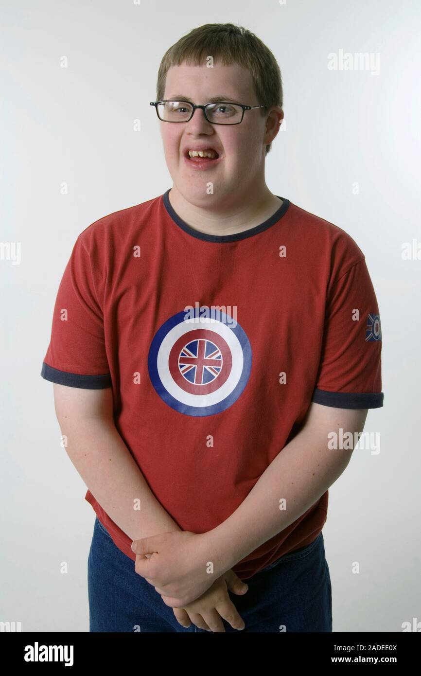 Boy with Down syndrome, smiling Stock Photo - Alamy