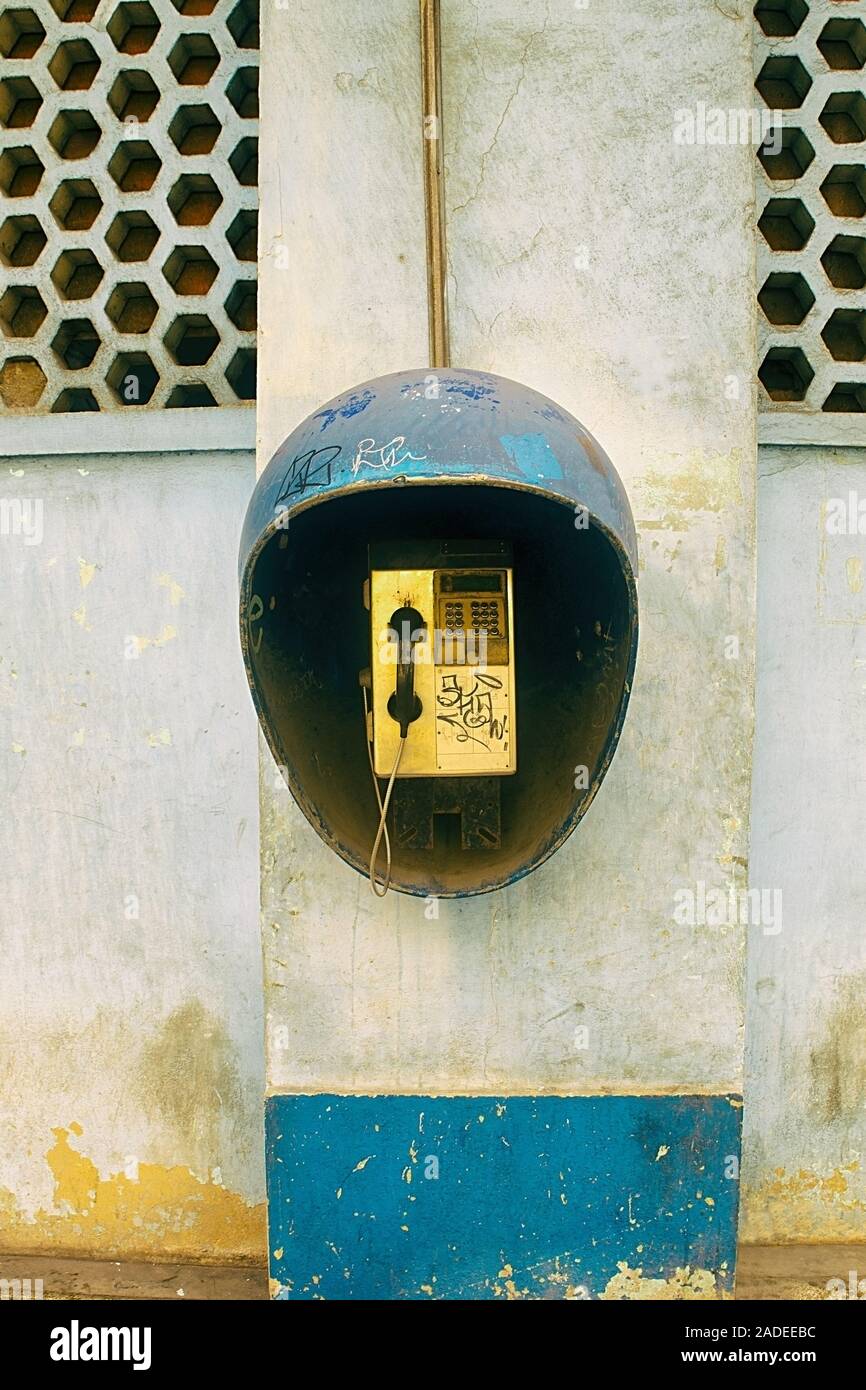old telephone booth, cuba Stock Photo - Alamy