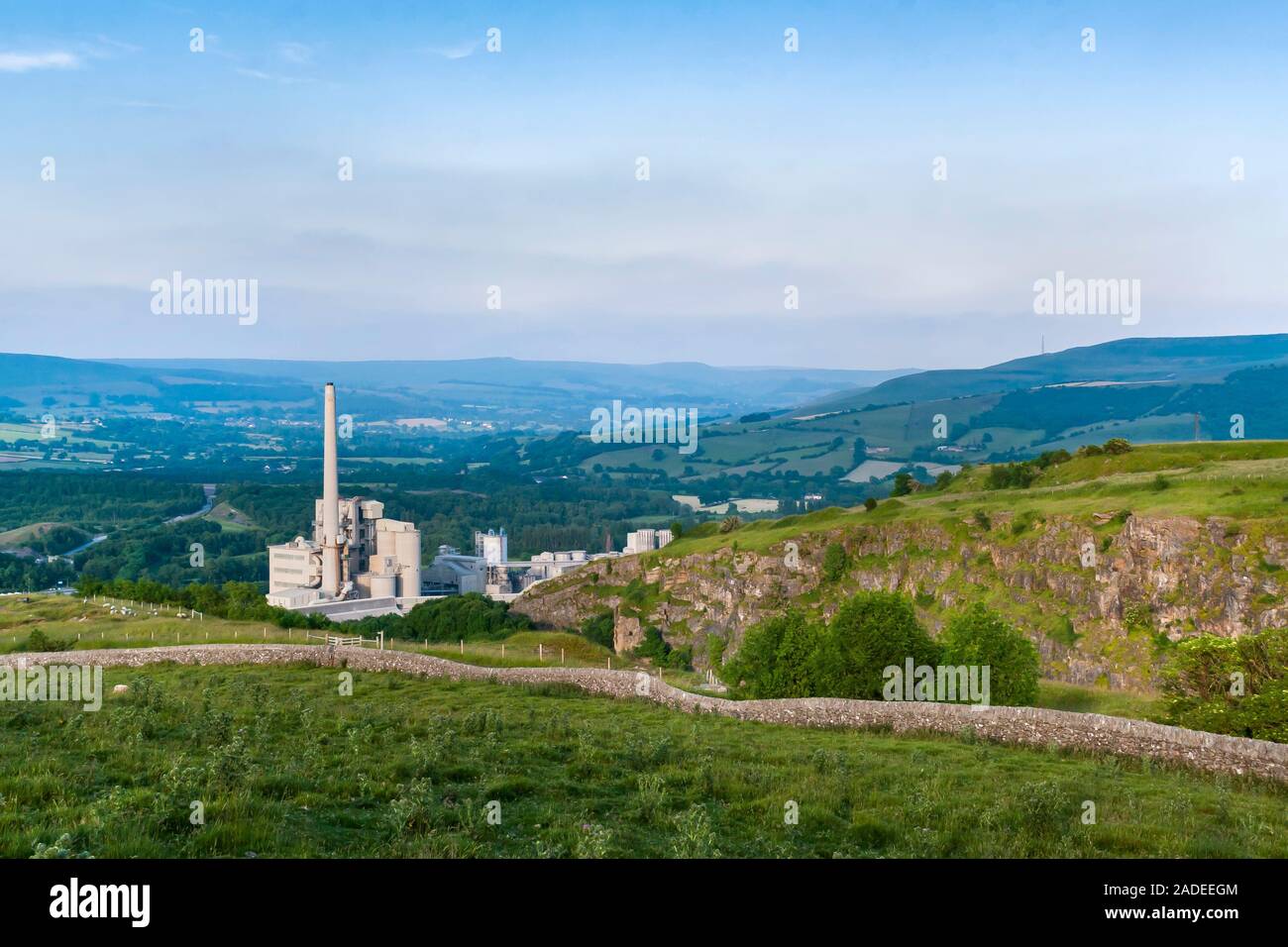 Pindale Quarry viewed from Dirtlow Rake with Hope Cement Works beyond ...