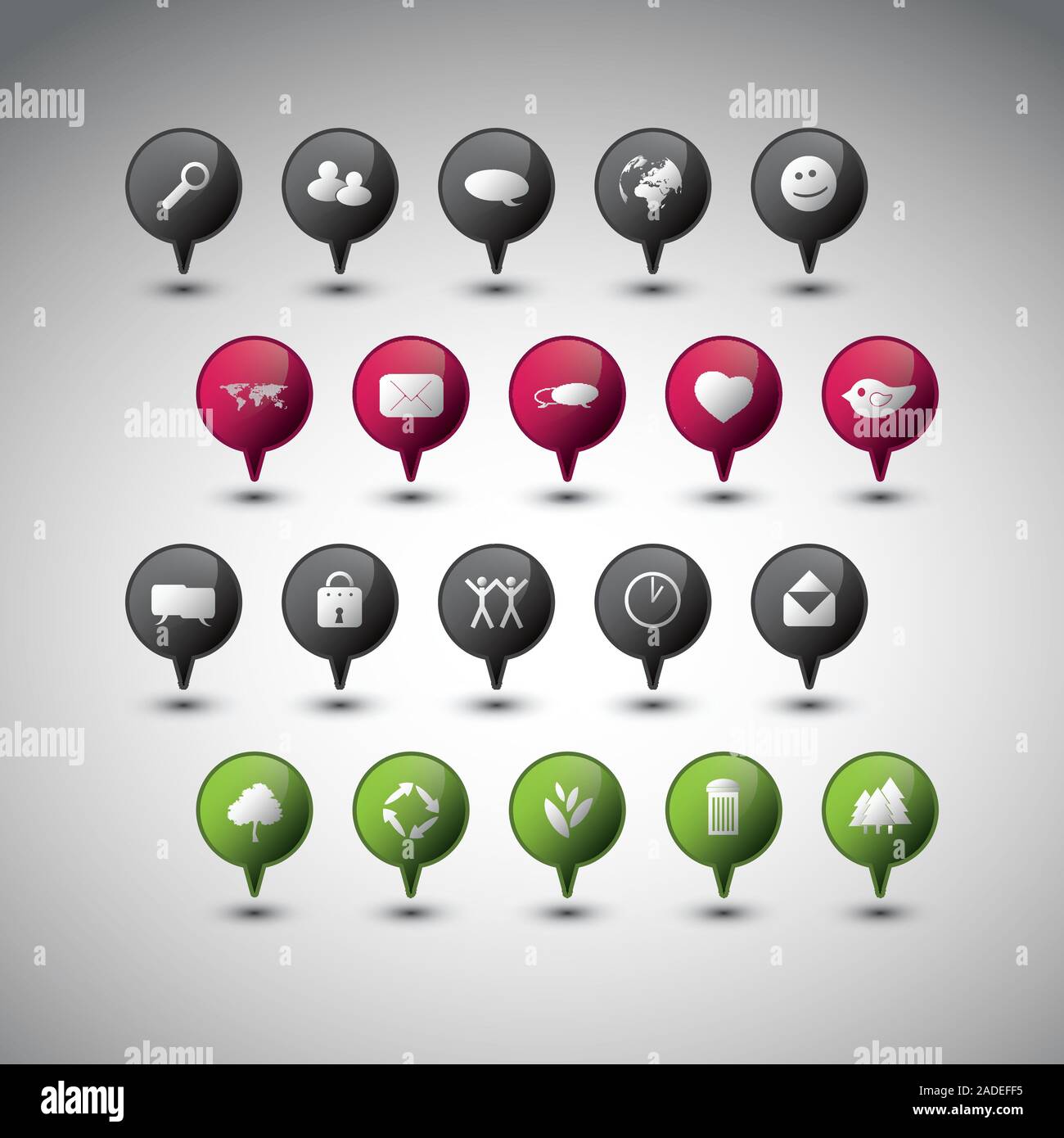 Set of Glossy Web Icons in Freely Scalable and Editable Vector Format ...